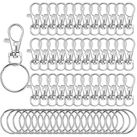 Amazon.com : 100PCS Keychain Hooks with Key Rings, Metal Swivel Lobster ...