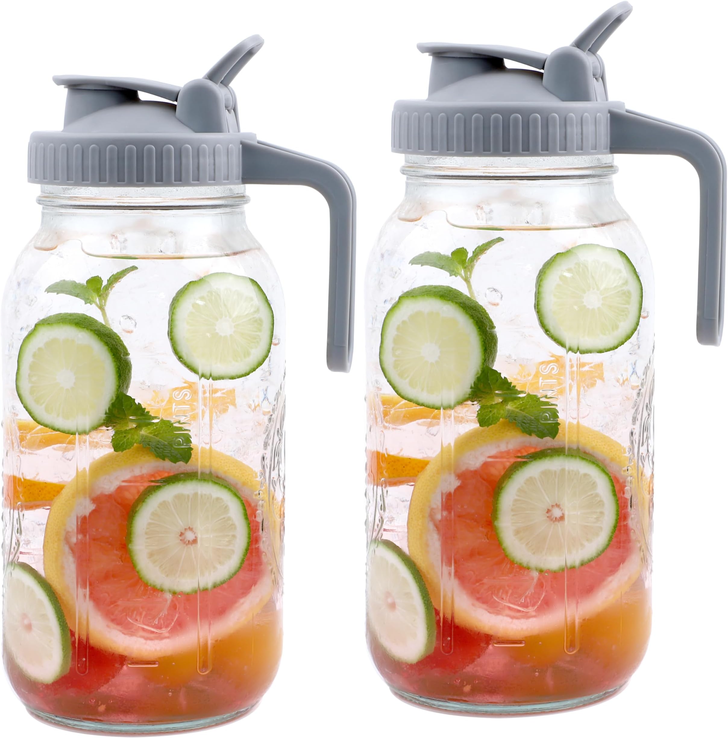 Amazon.com: SCIDEA 2 Packs Glass Pitchers with Lid, Half Gallon 2 Quart ...