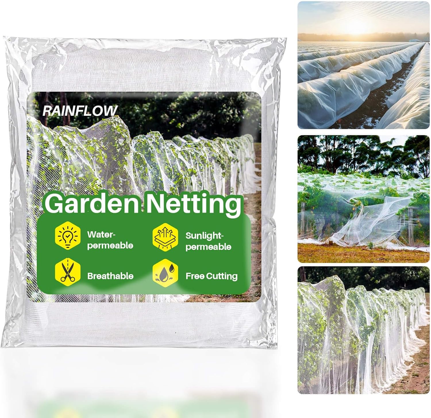 Amazon.com : RAINFLOW Garden Netting Pest Barrier - 10x5 FT Insect ...