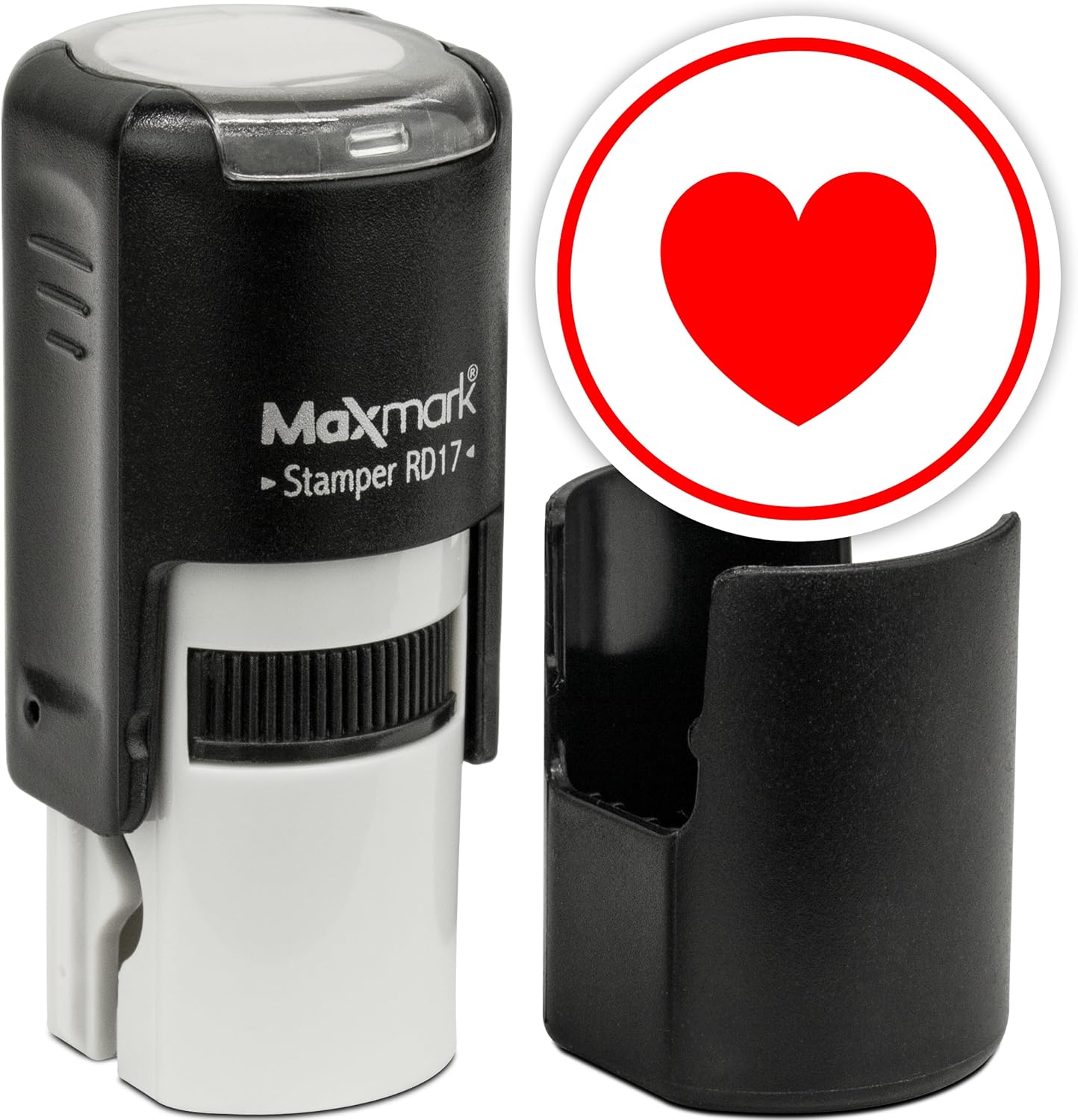 Amazon.com : MaxMark Round Self Inking Emoji Stamp - Heart - Red Ink ...