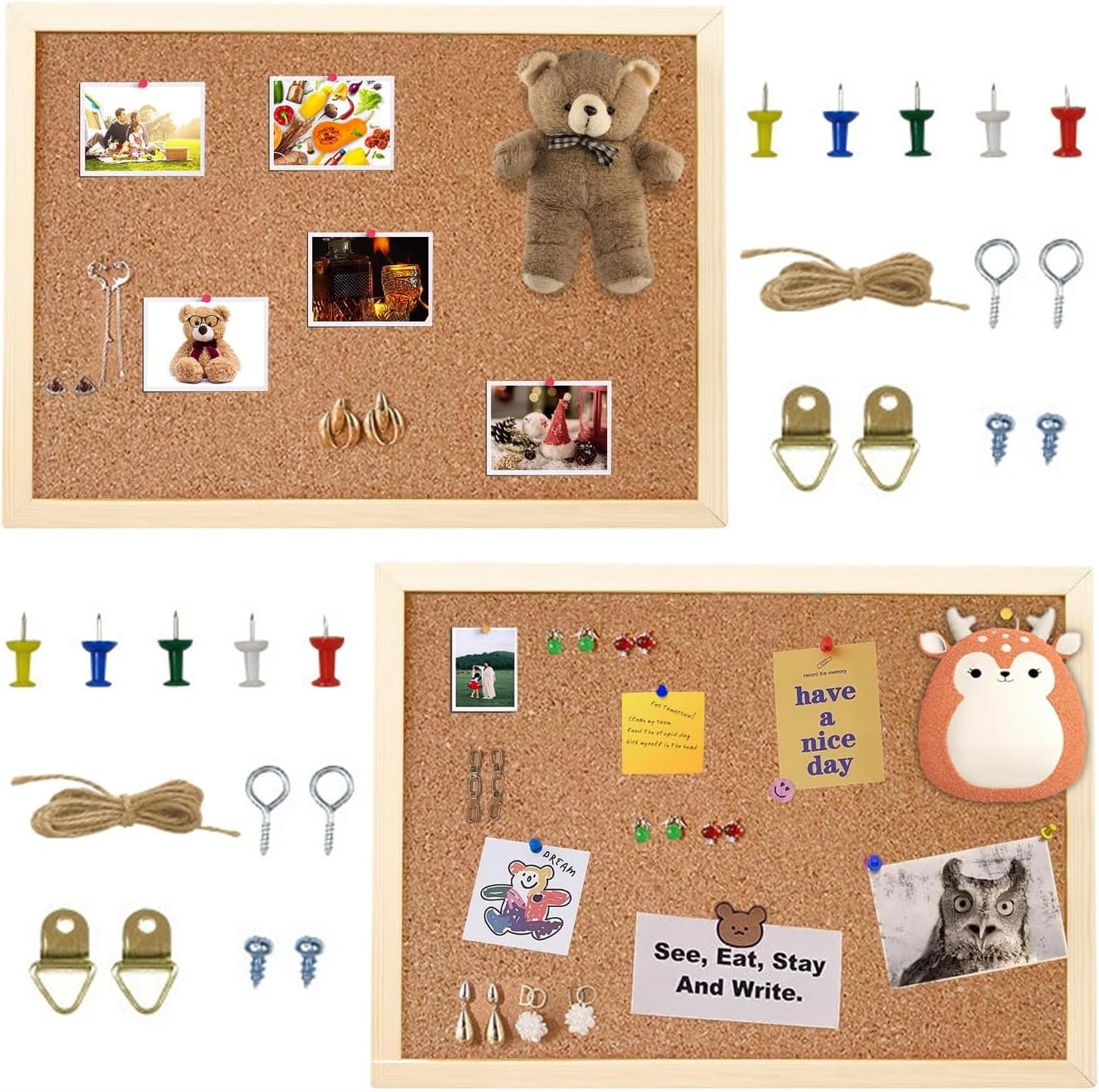 Wzenclave 2 Piezas Tablero de Mensajes Colgante en La Pared 40 x 30 cm ...