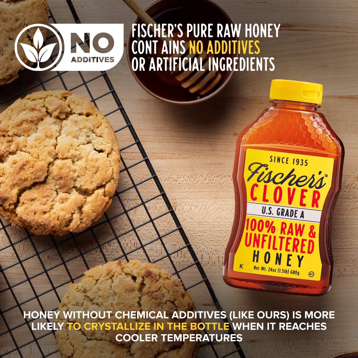 Snapklik.com : Fischers 100% Pure Clover Honey Unfiltered Raw Honey, 24 ...