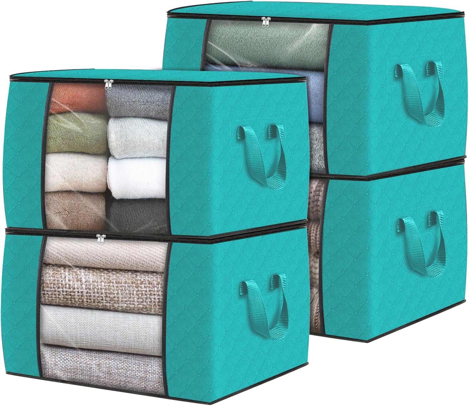 Amazon.com: Fab totes 4 Pack Clothes Storage, Foldable Thick Fabric ...