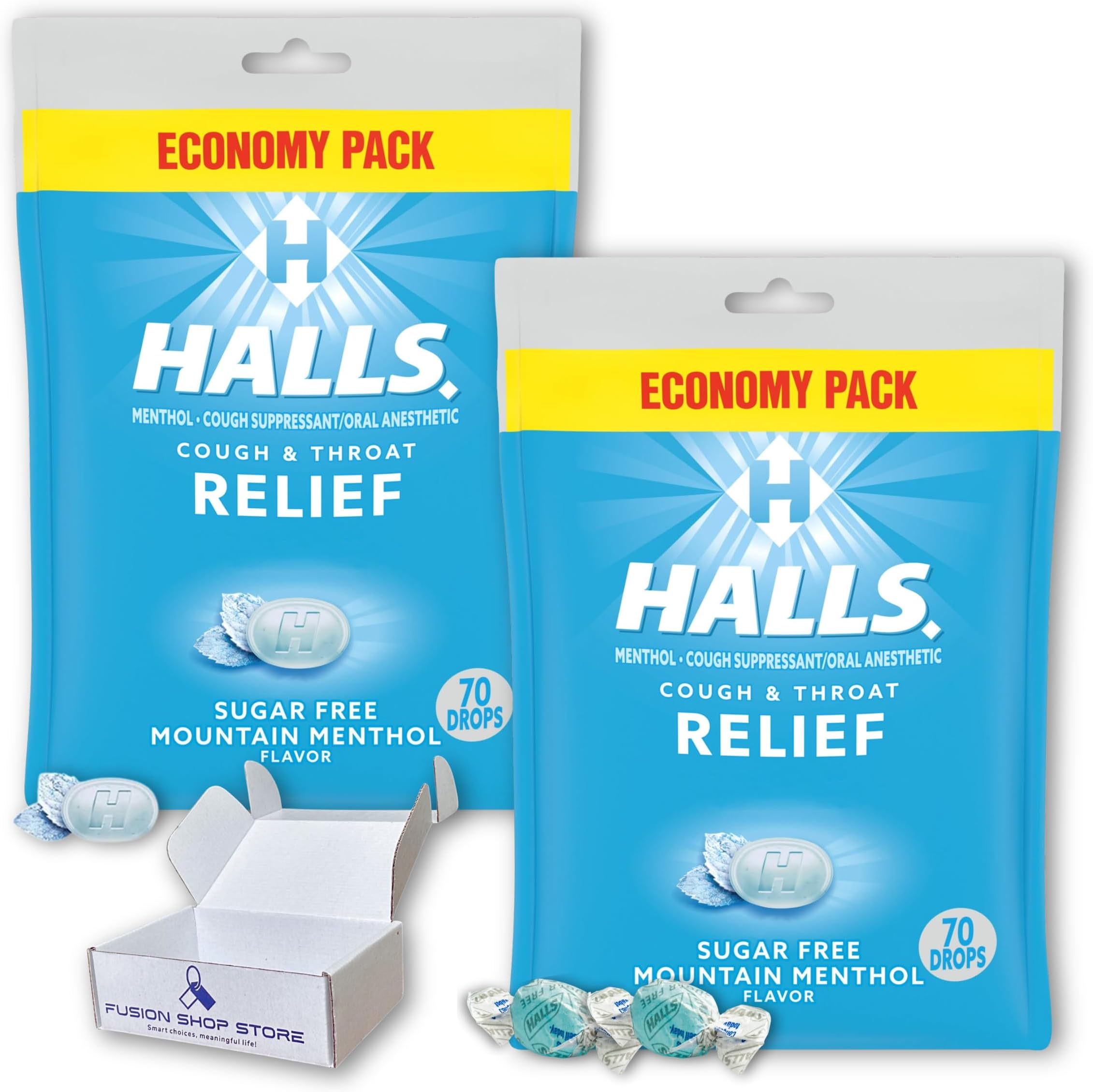 Amazon.com: HALLS Relief Mountain Menthol Sugar Free Cough Drops ...