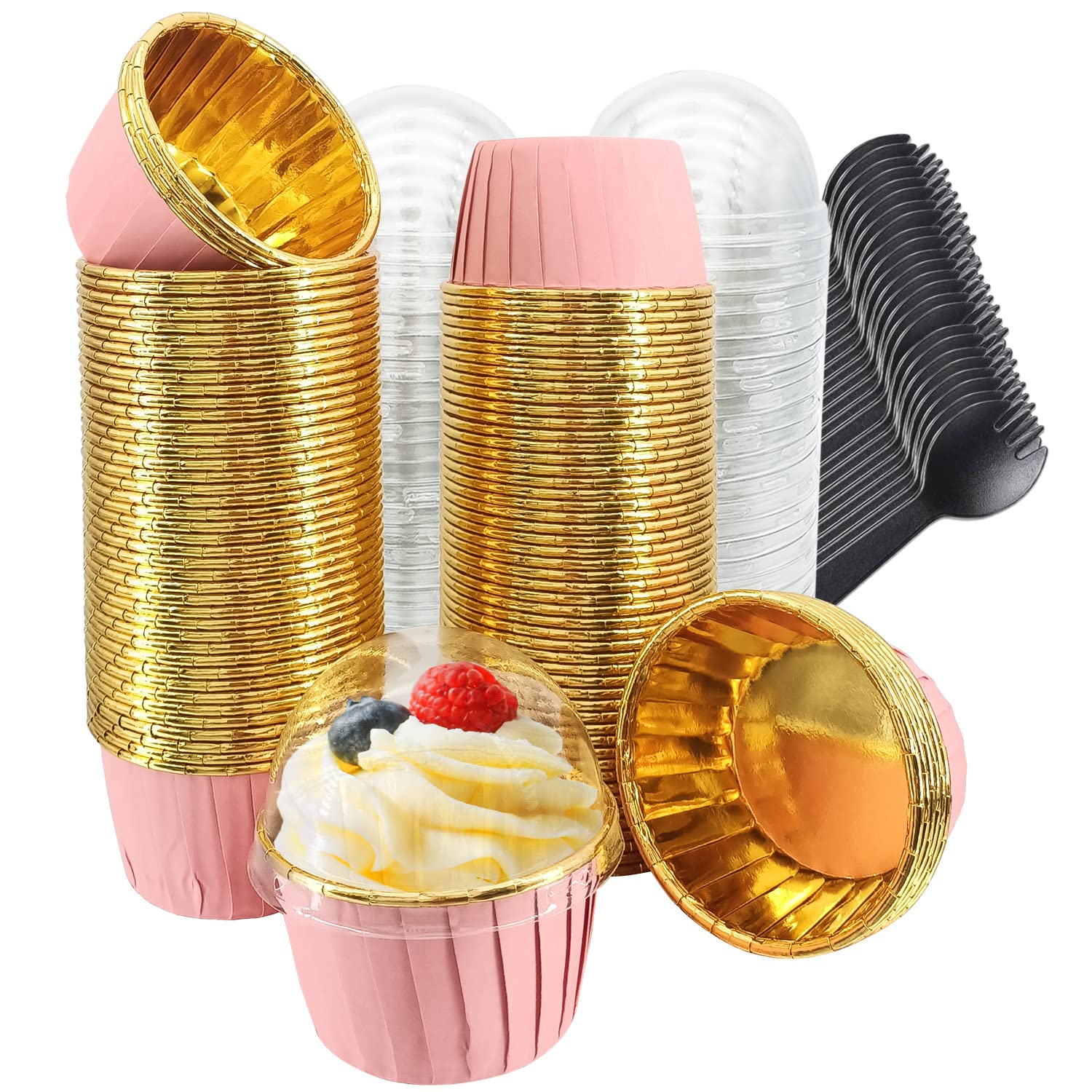 Amazon.com: Cupcake Liners for Baking 100Pack,Free-Air 3.5Oz Foil ...