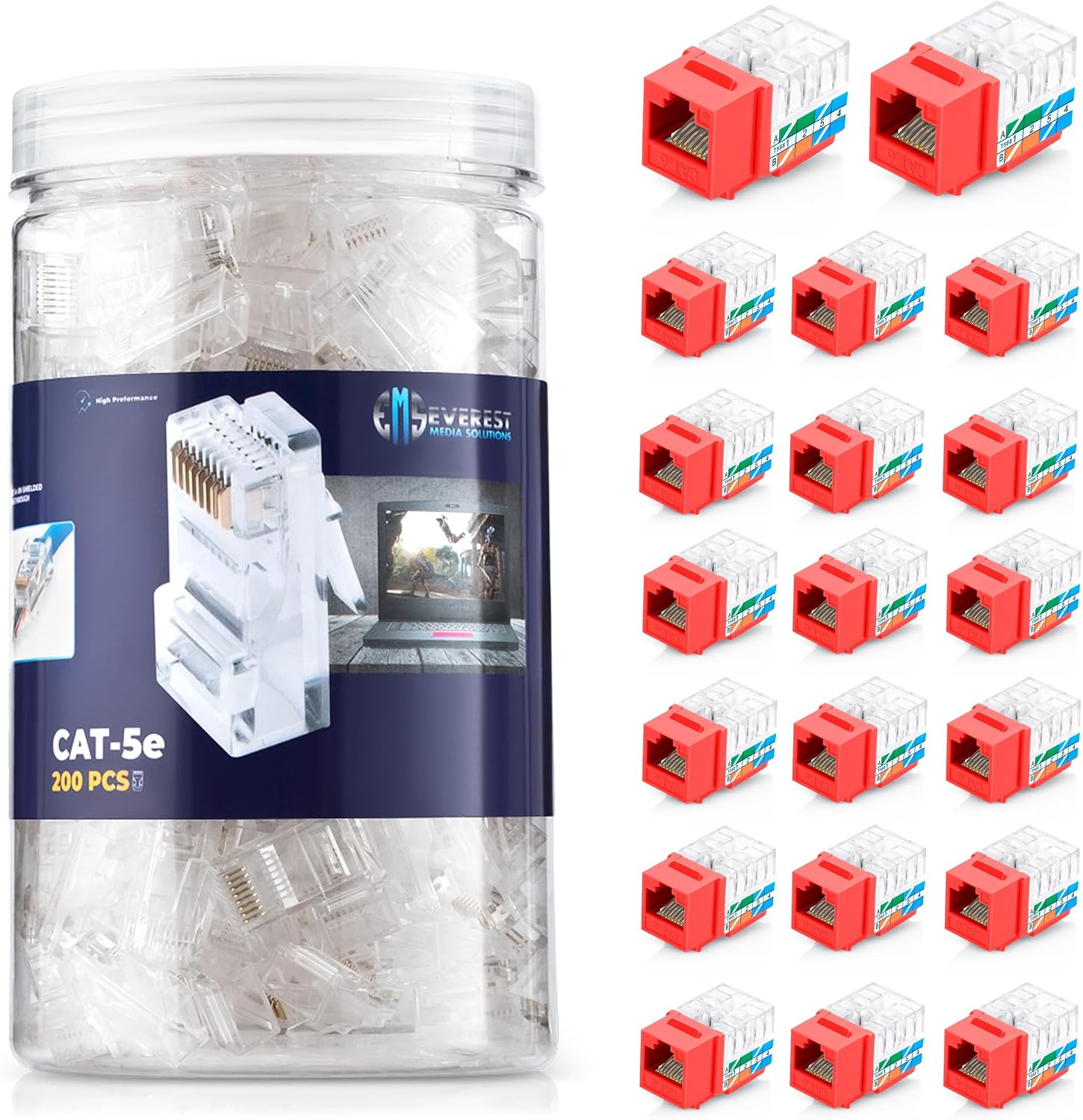 Amazon.com: Everest Media Solutions Bundle – 2 Items: RJ45 Cat5e ...