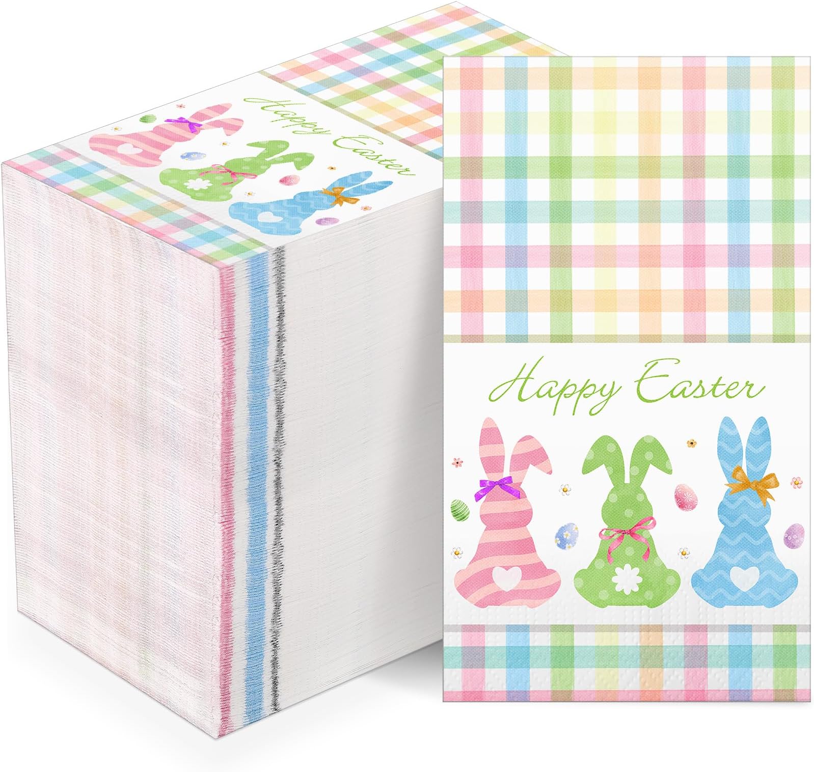 Amazon.com: 100Pcs Easter Pastel Buffalo Plaid Napkins Decorations ...