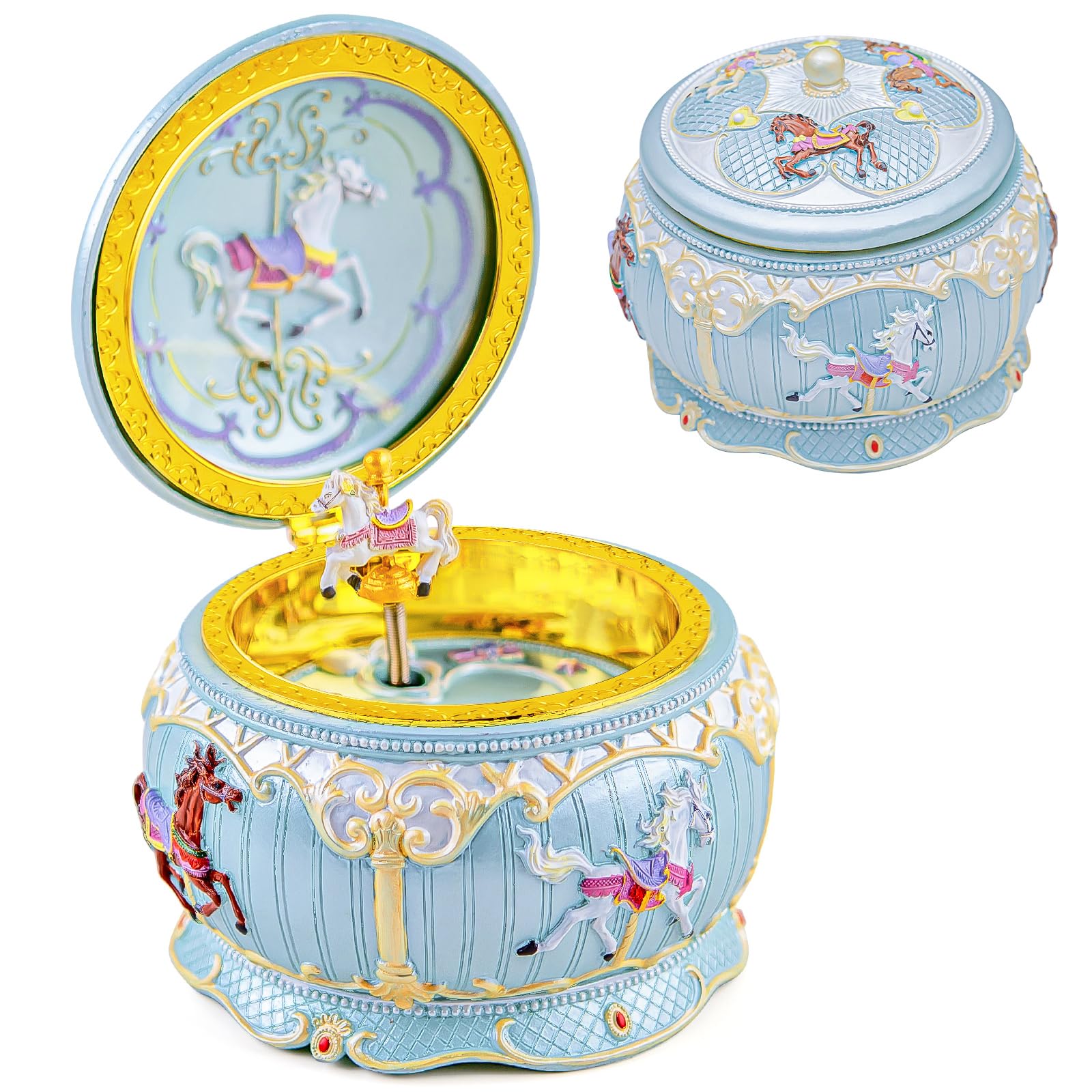 Amazon.com: Vintage Carousel Jewelry Music Box,Handcrafted Spinning ...