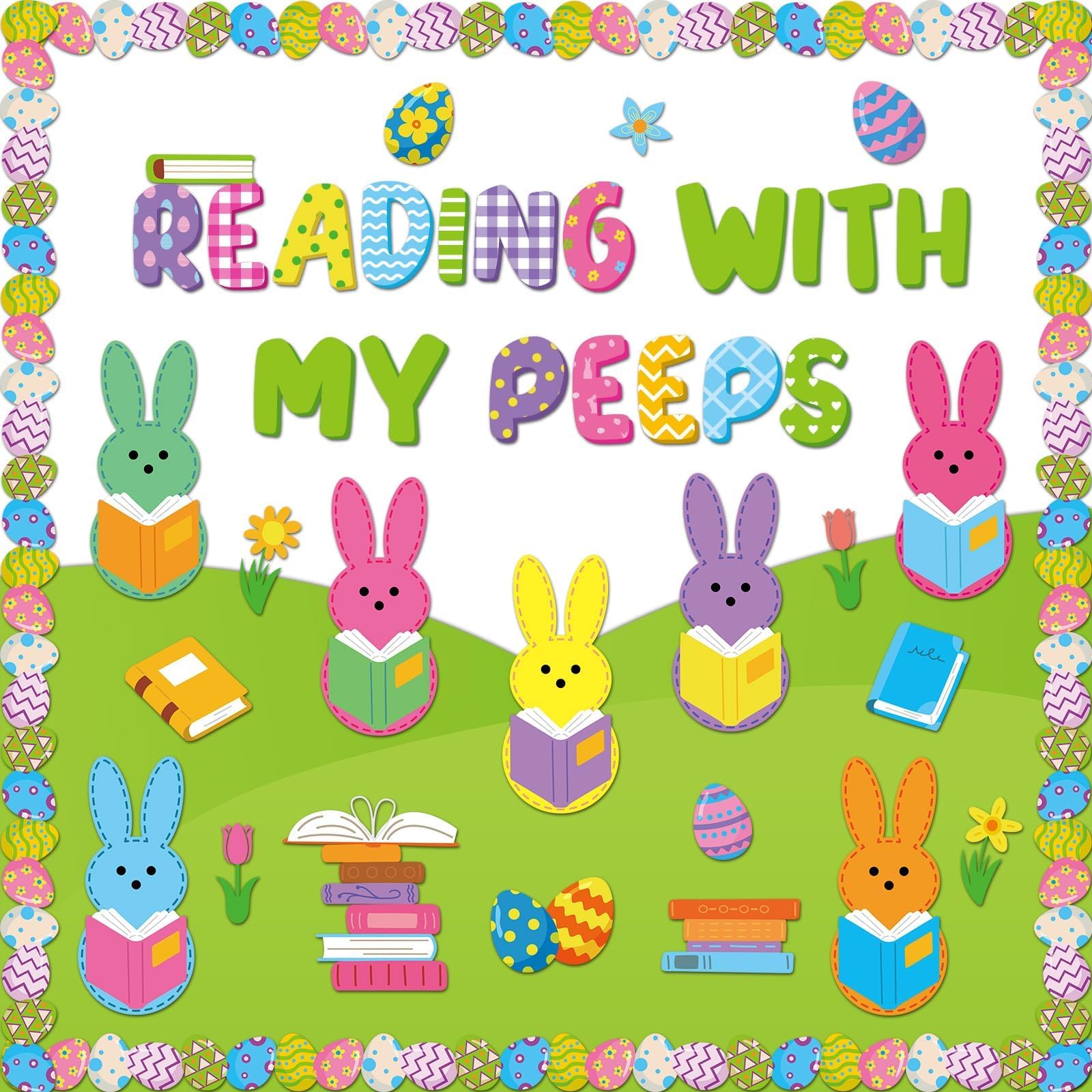 Amazon.com : Easter Peeps Bulletin Board Classroom Decorations Bunny ...