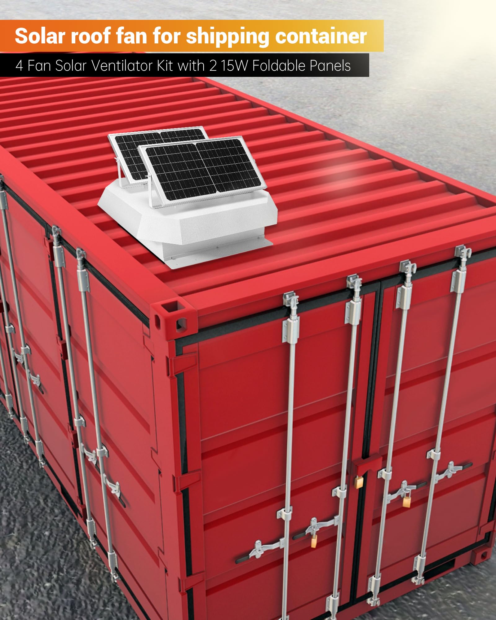Solar Attic Fan With Thermostat Solar Powered Shipping Container Vent ...