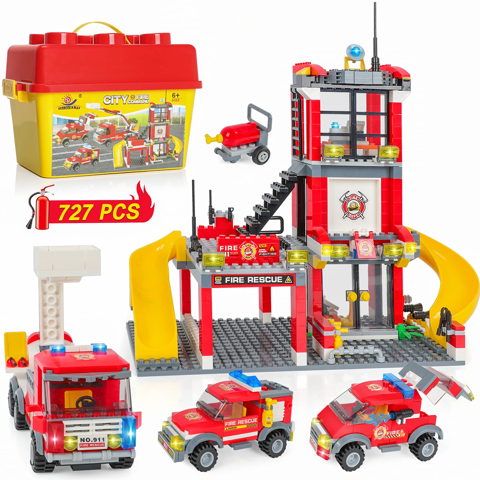 City Fire Station Building Kit, Fun Firefighter Toy Building Set for ...