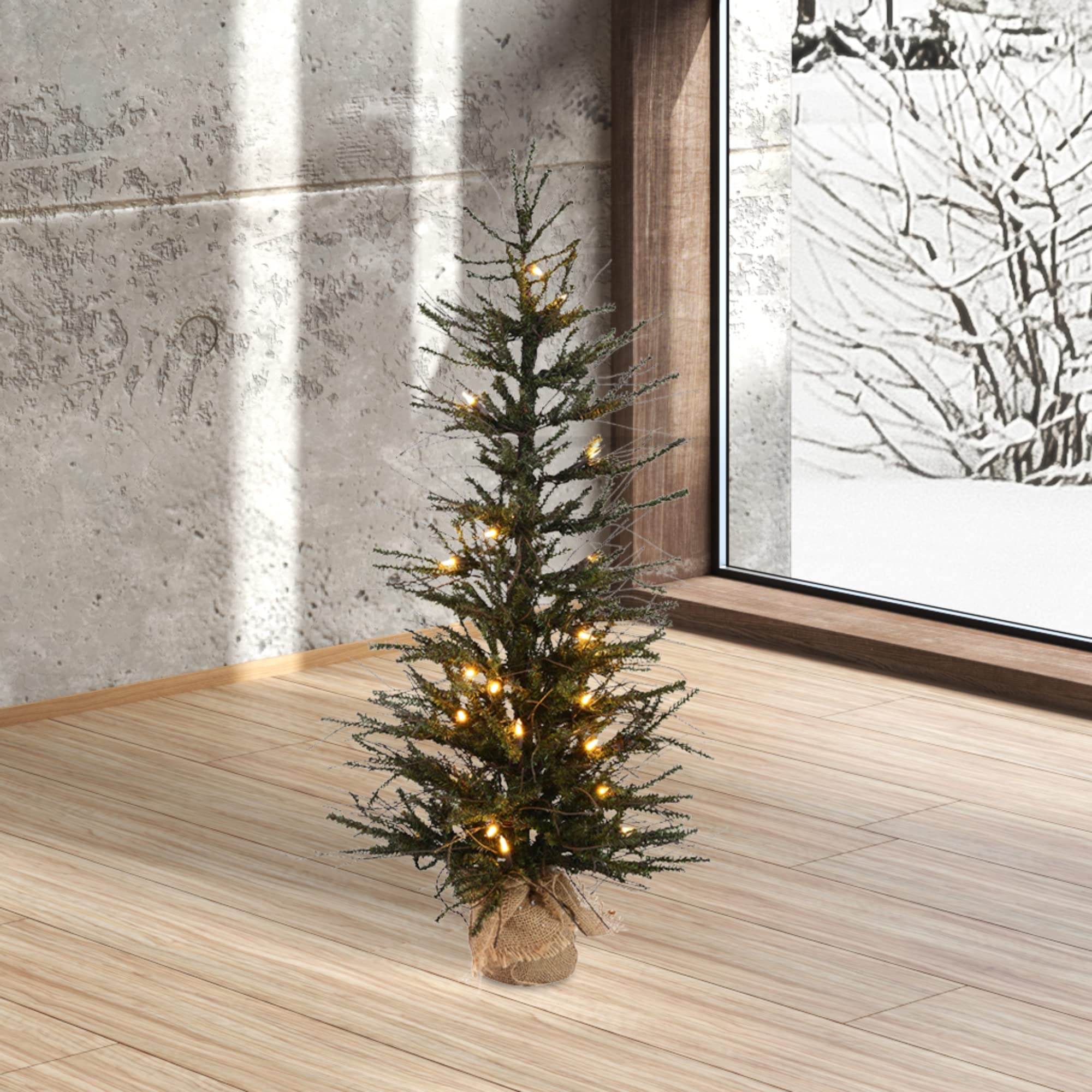Twig Artificial Christmas Tree Northlight 5' Flocked Alpine Twig