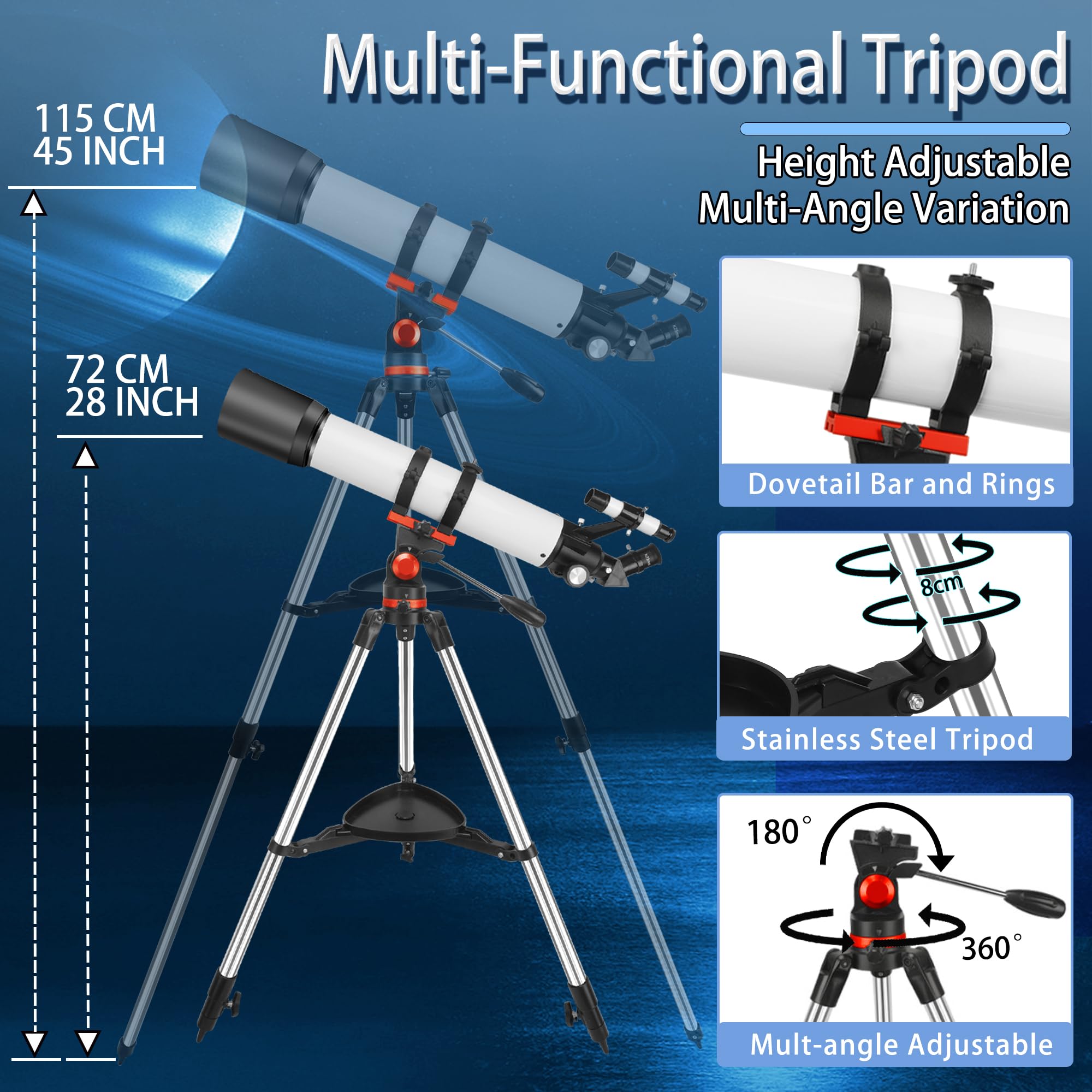 Telescope For Adults 90mm Astronomical Telescope For Beginners - High ...