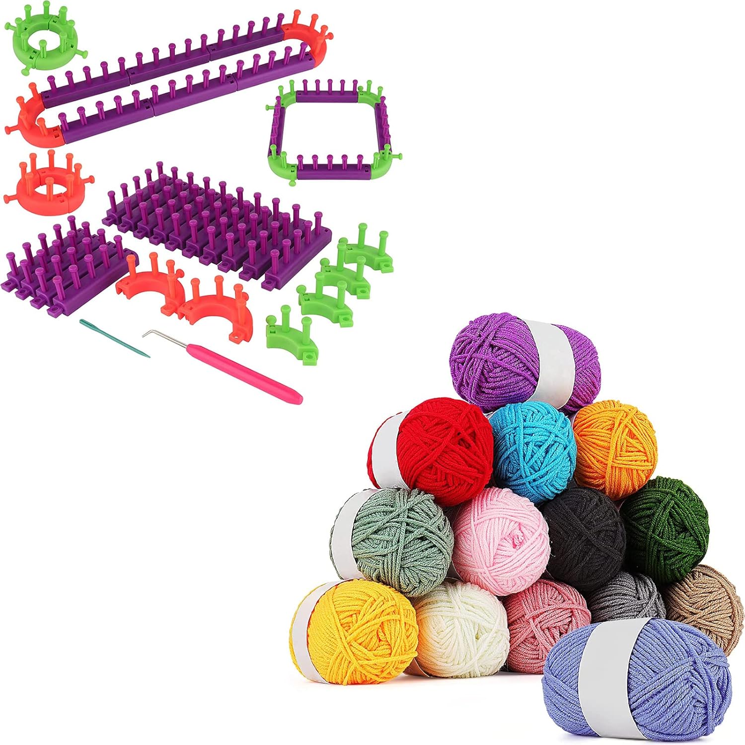 Amazon.com: Coopay Flexible Loom Kits Adjustable Knitting Loom Set ...