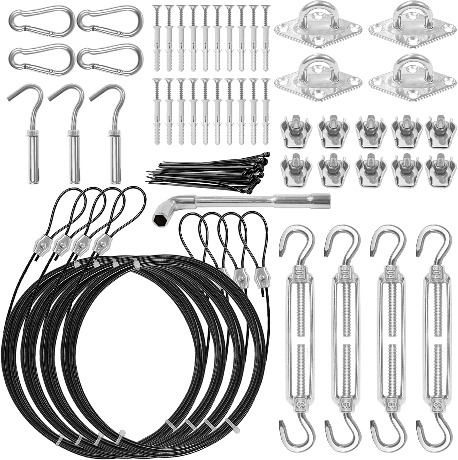 Amazon.com: 121P Sun Shade Sail Hardware Kit, Windspeed Heavy Duty Sun ...