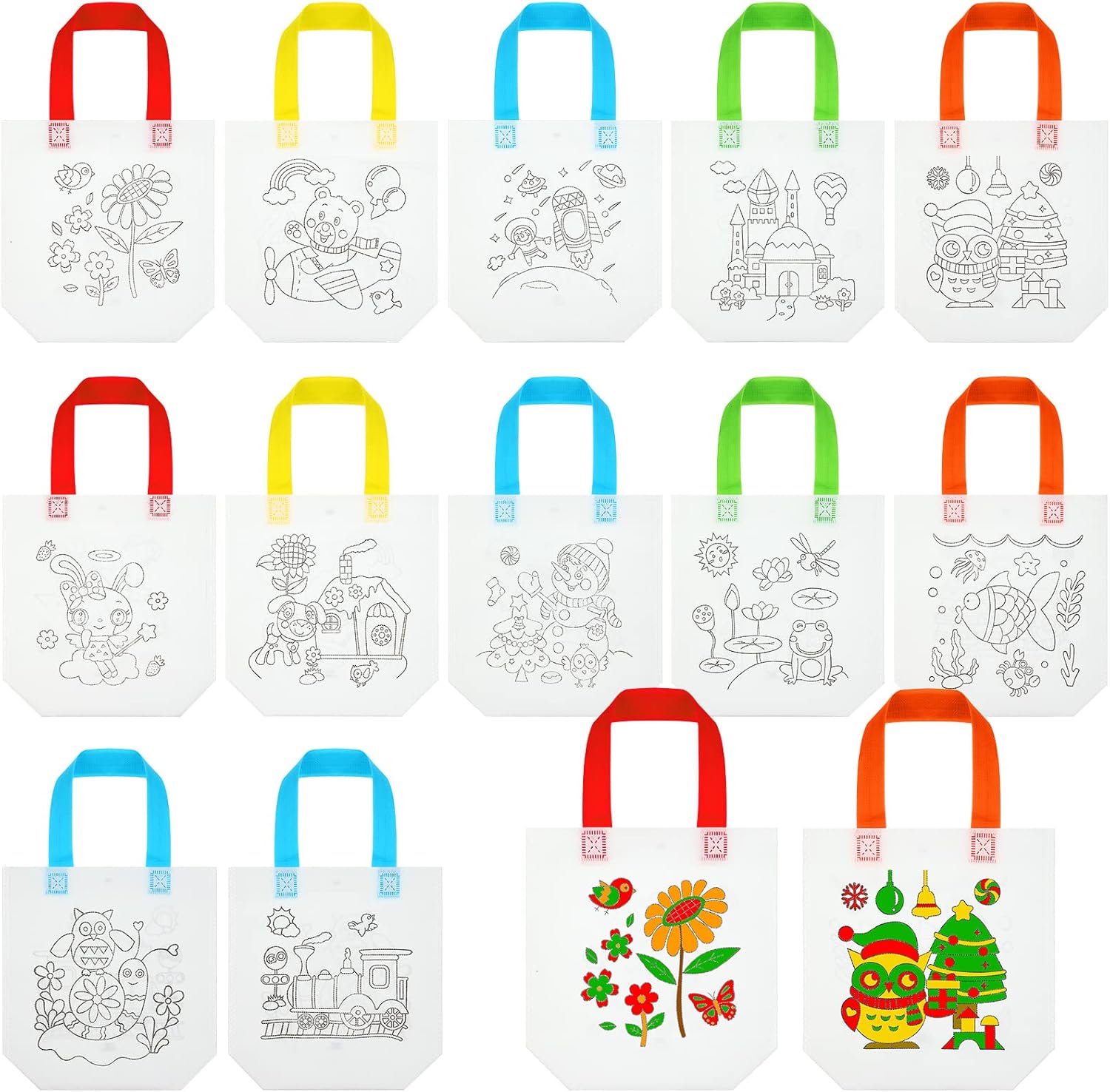 Amazon.com: Sweetude 48 Pcs Coloring Goodie Bags Reusable Canvas Bag ...