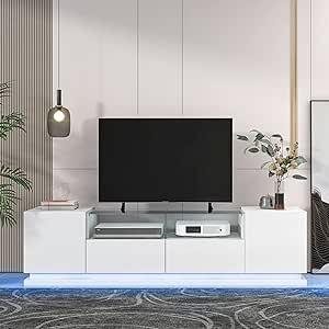 Amazon.com: yoptote Tempered Glass, Modern High Gloss Entertainment ...