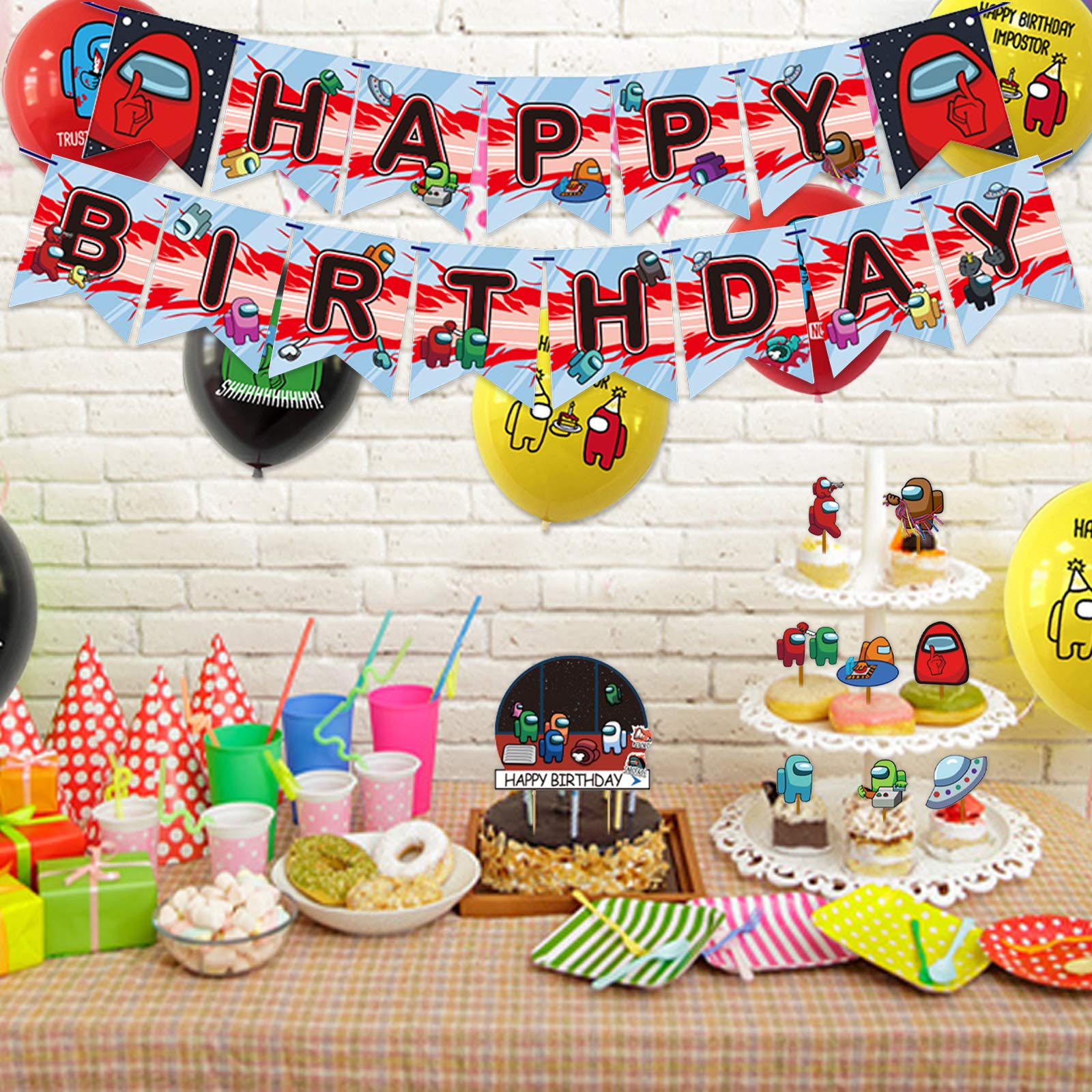 Zsroot Among Us Birthday Party Supplies,Among Us Party Decoration ...