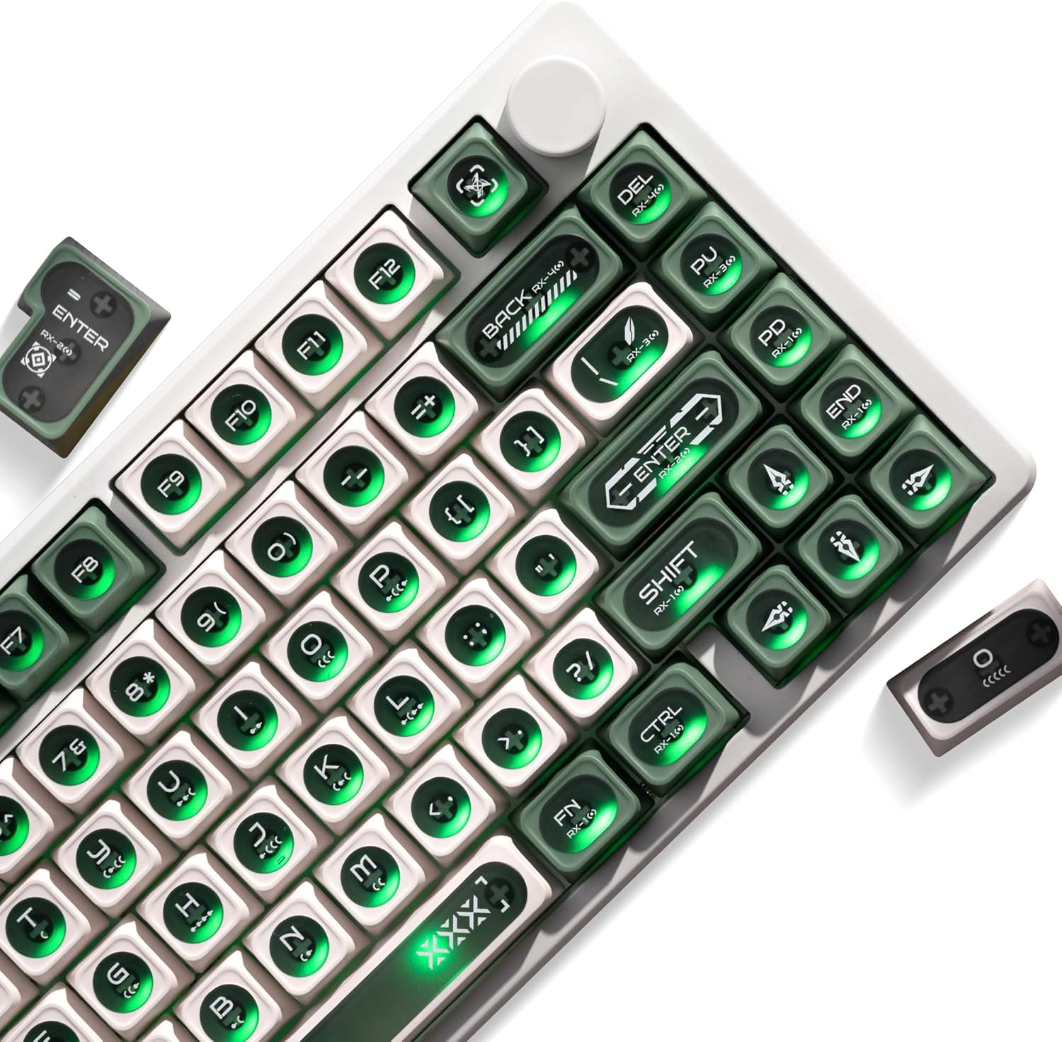 Amazon.com: OHY XVX Green and White Shine Through Keycaps for ...