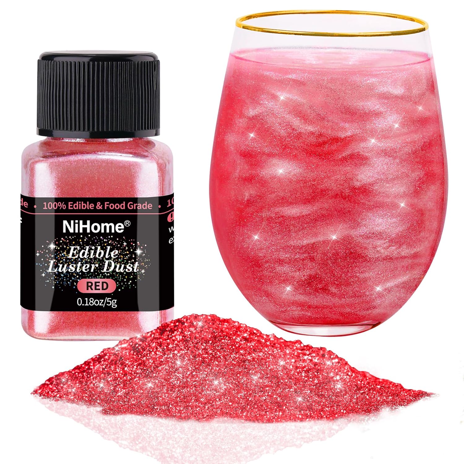 Amazon.com : NiHome Edible Food-Grade Glimmer Powder Glitter Luster ...
