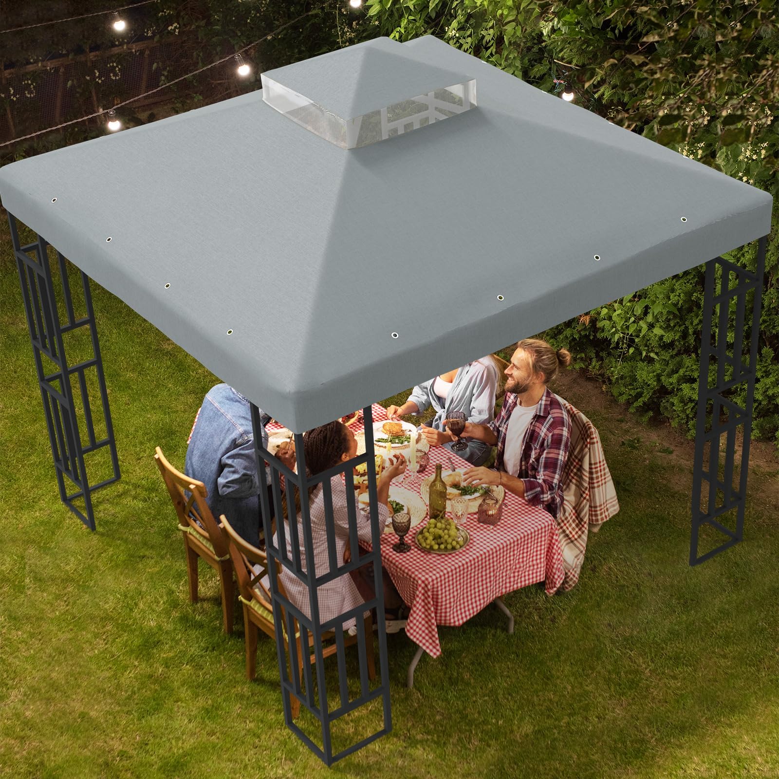Amazon.com : 10x10 Canopy Replacement Top, Double Tiered Gazebo Cover ...