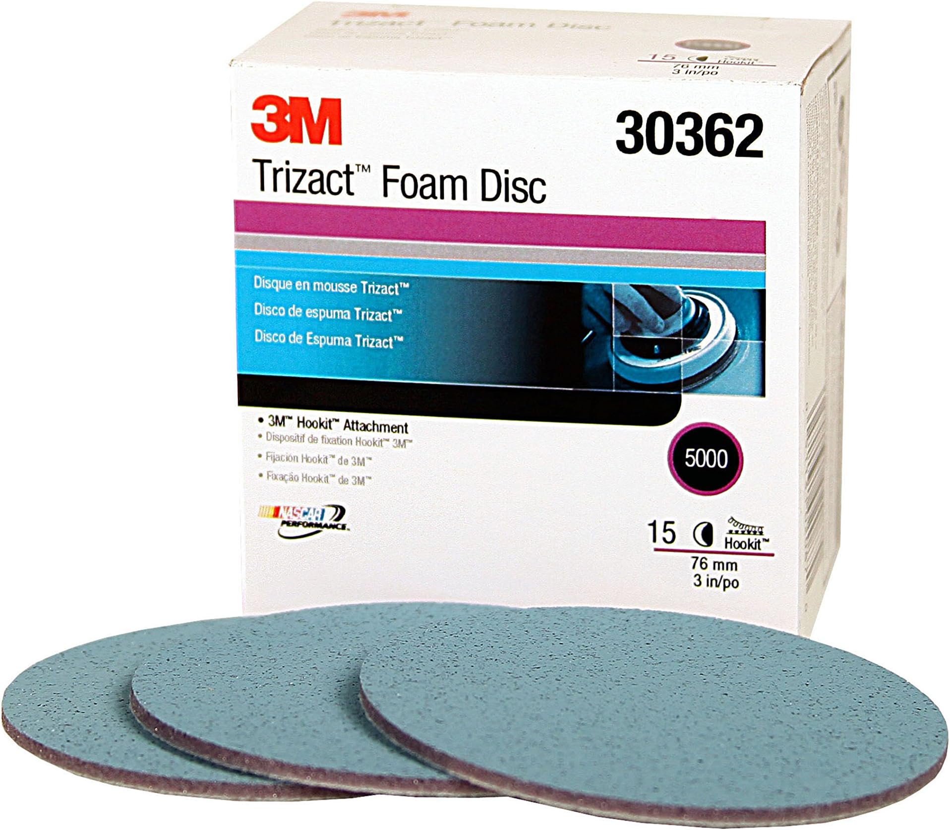 Amazon.com: 3M Trizact Hookit Foam Disc, 02087, 3 in, P3000, 15 discs ...