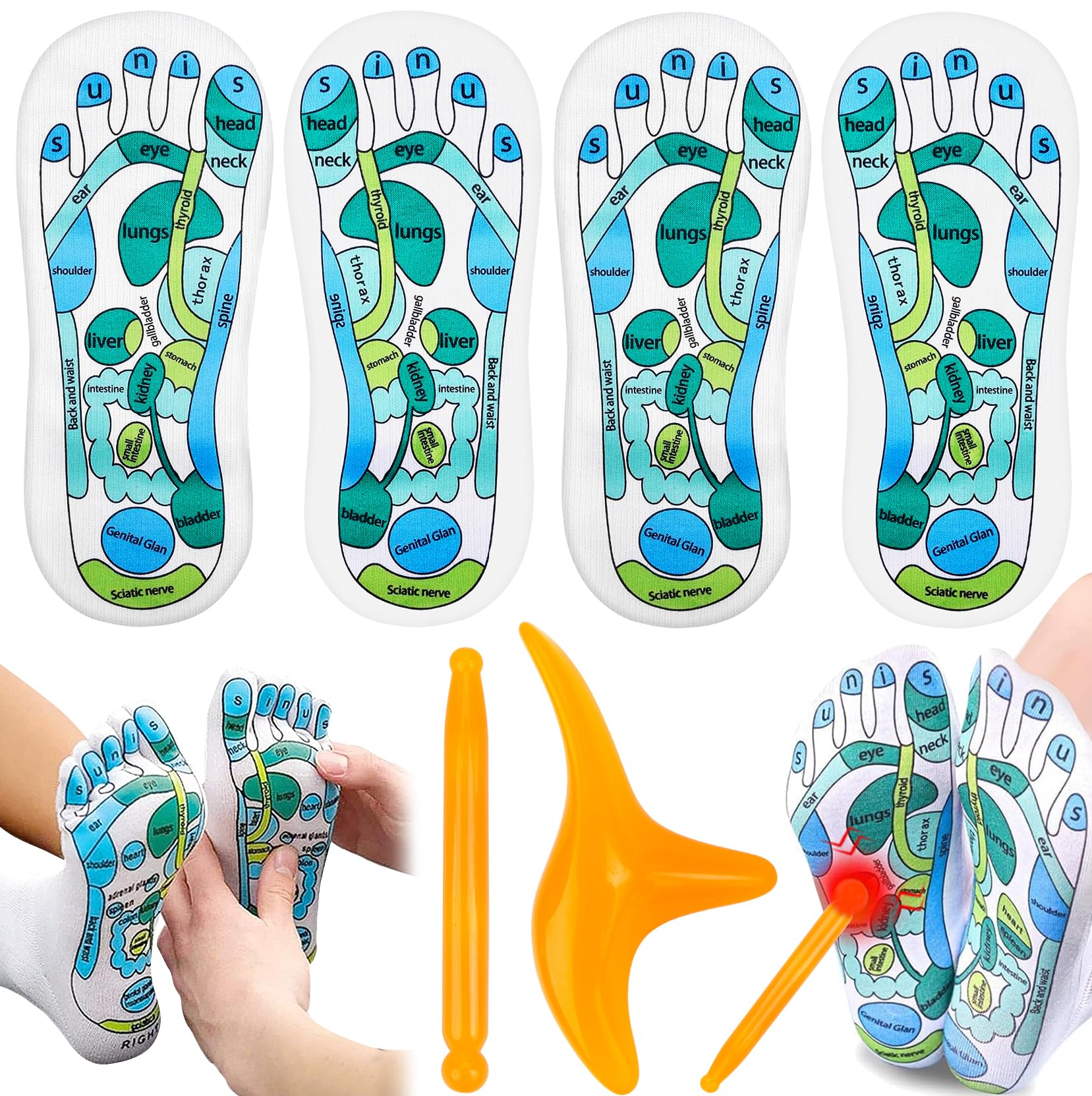 Vibbang Reflexology Socks with Massage Tool, Acupressure Reflexology ...