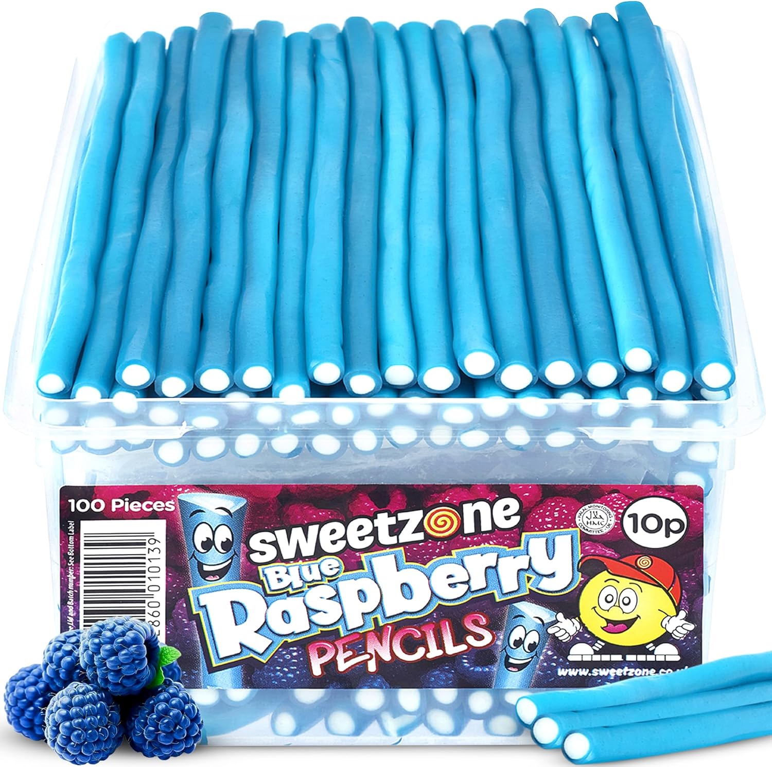 Sweetzone Blue Raspberry Pencils Sweets Tub, Pencil Sweets, 100 pc ...