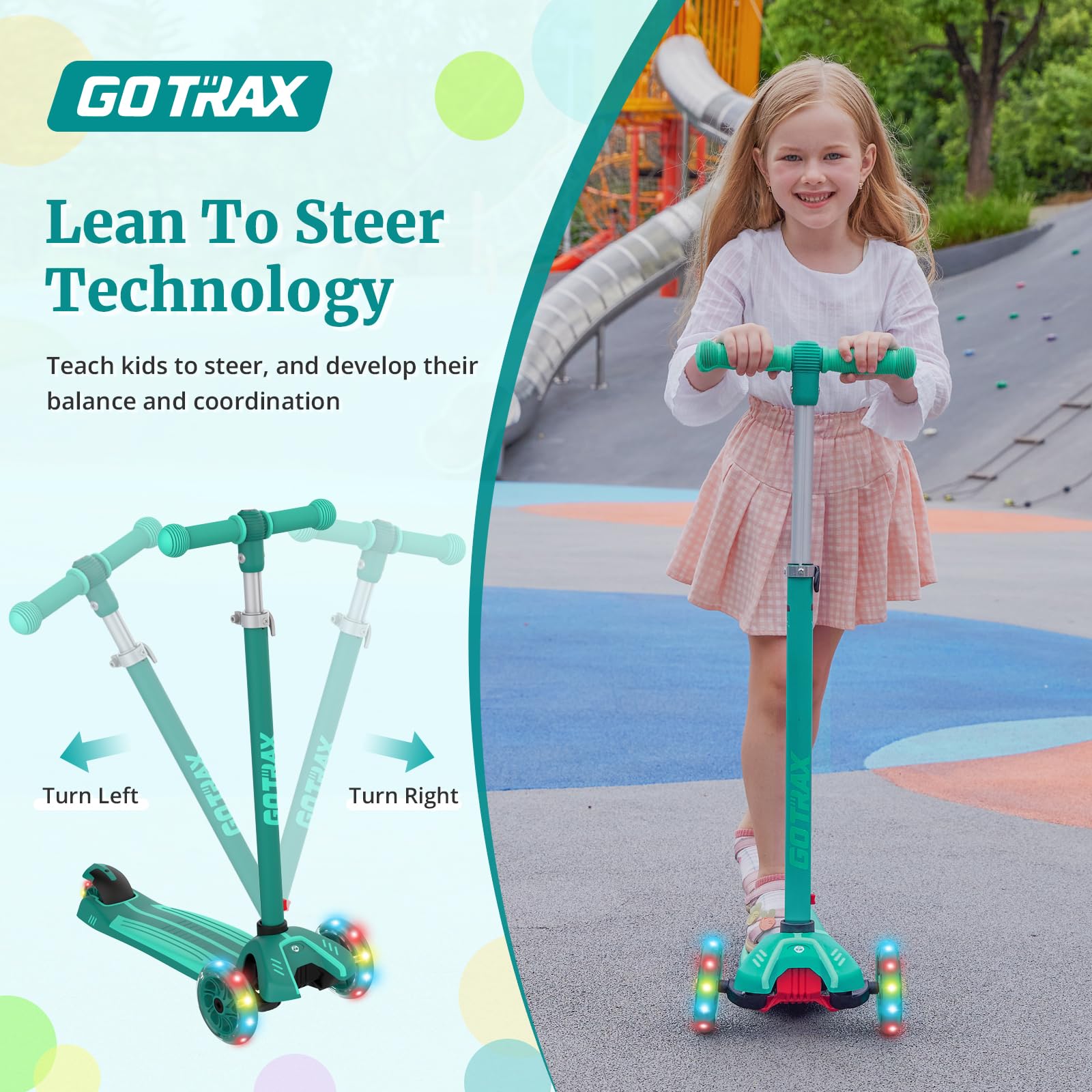 Snapklik.com : Gotrax KS1 Kids Kick Scooter, LED Lighted Wheels And 3 ...