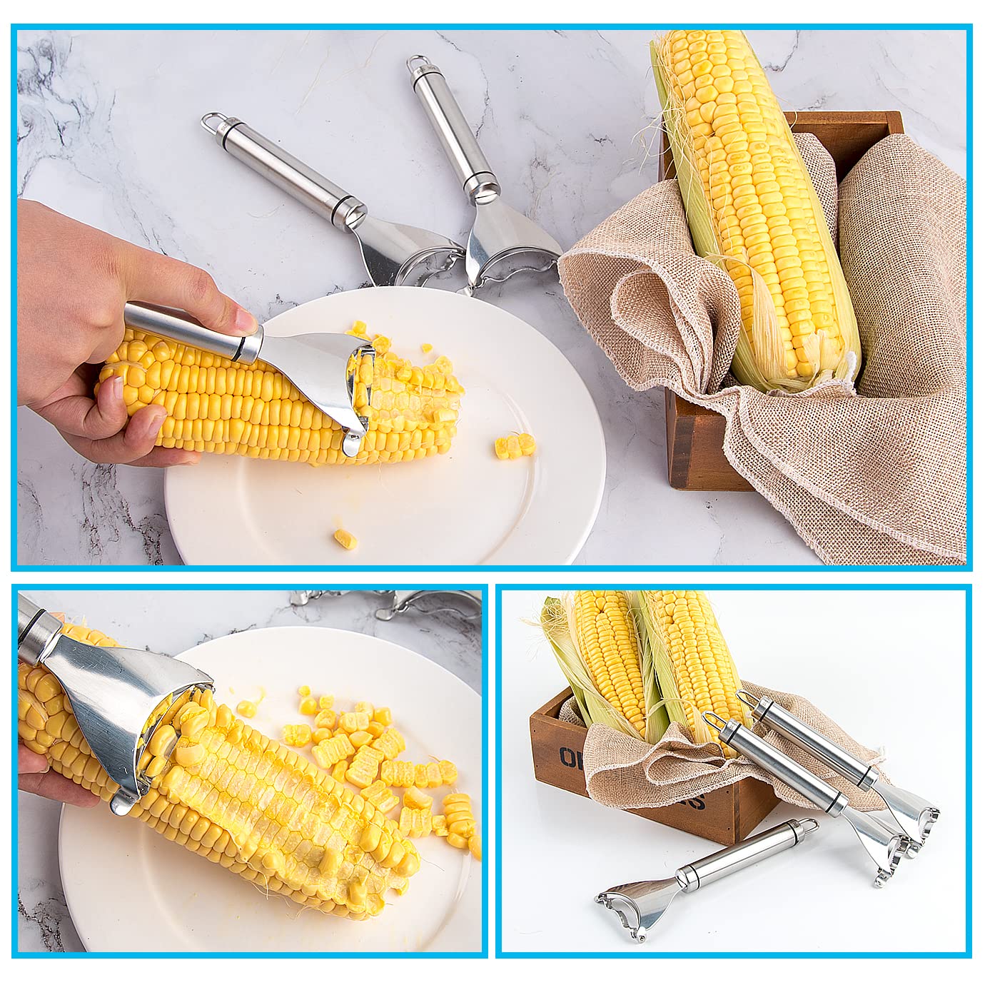 Corn Cob Cutter Thresher Kettion Magic Corn Peeler - Stainless Steel ...