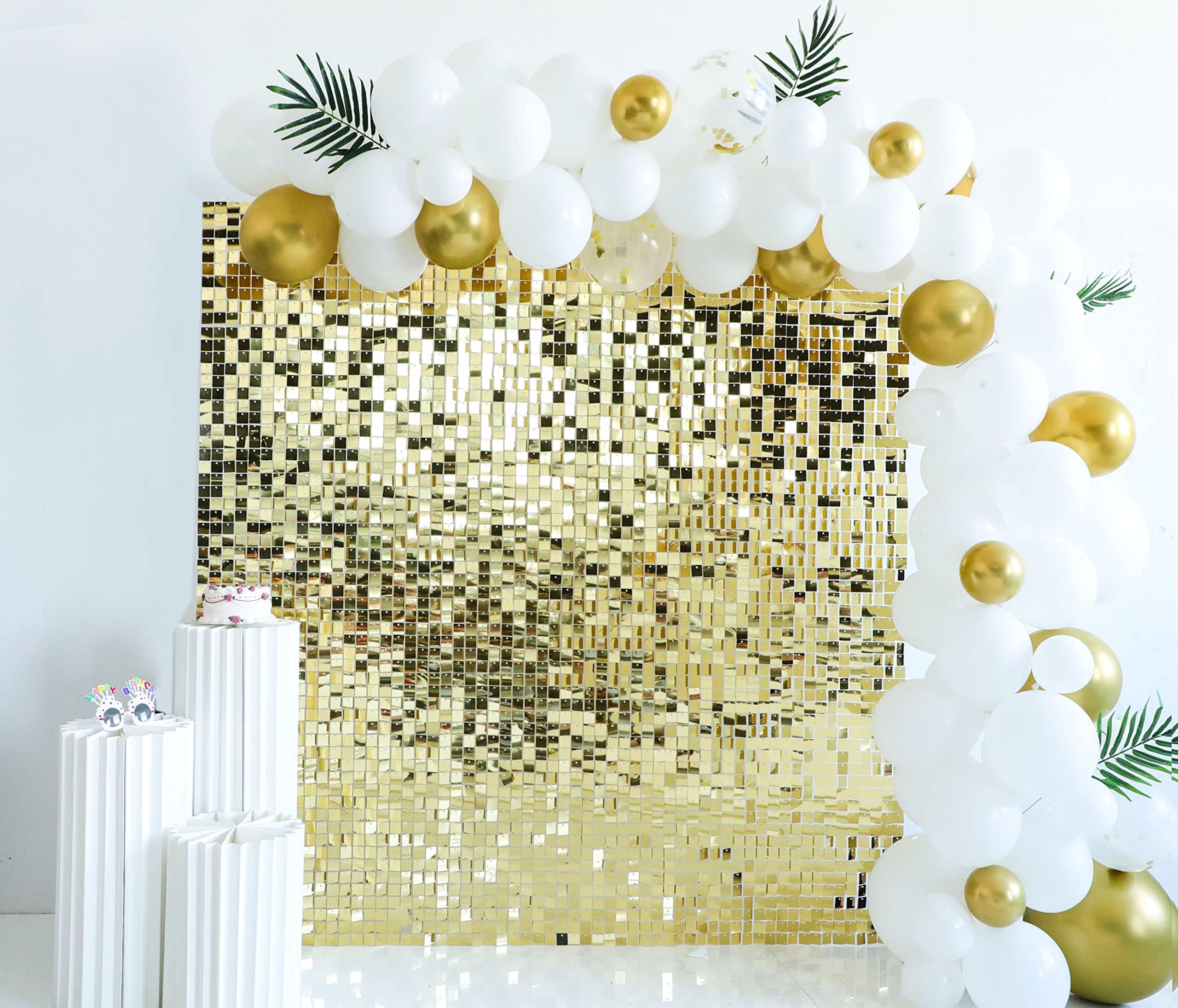 Amazon.com : Shimmer Wall Backdrop Light Gold Square Sequin Wall Panel ...