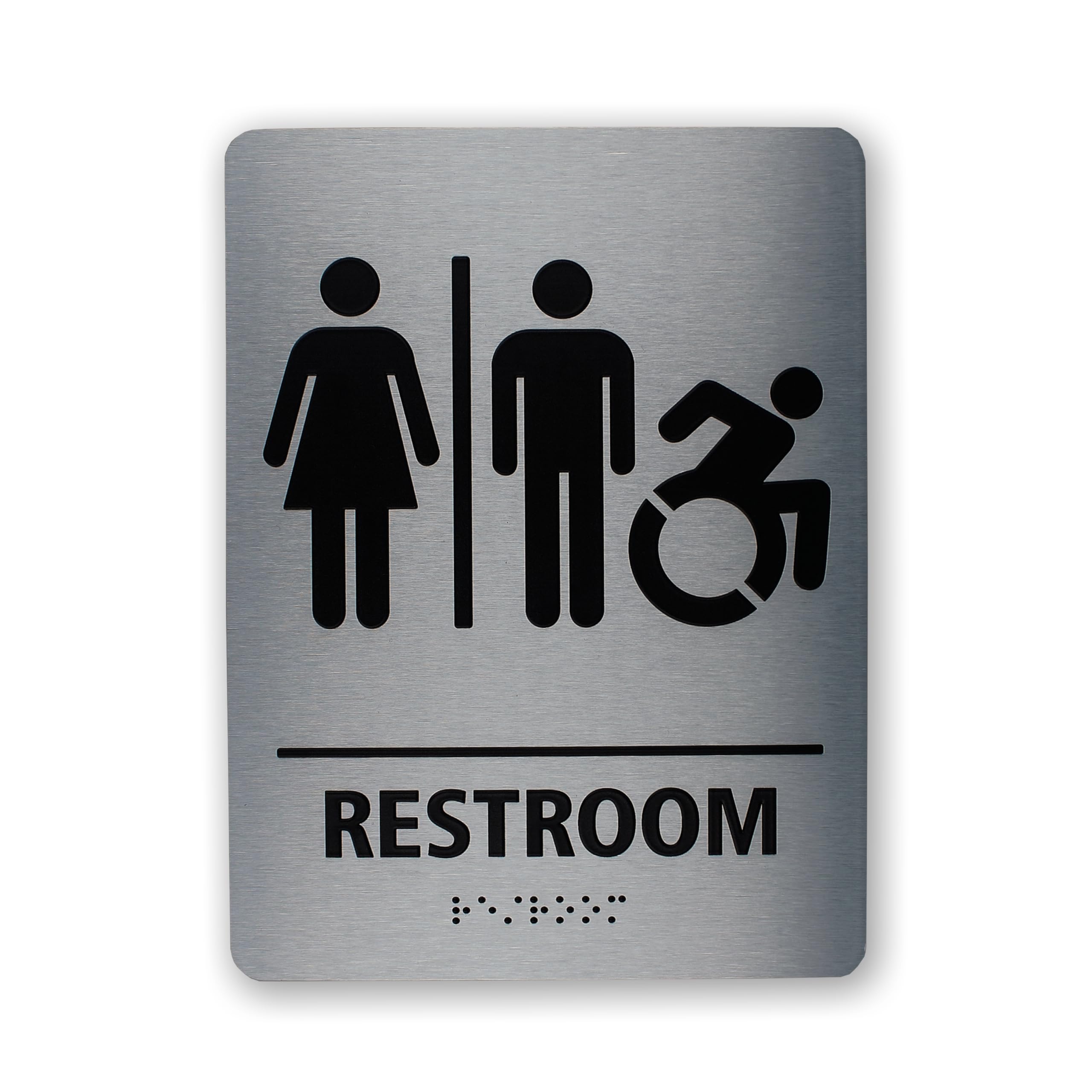 Amazon.com : Restroom Sign for Business – Brushed Aluminum ADA ...