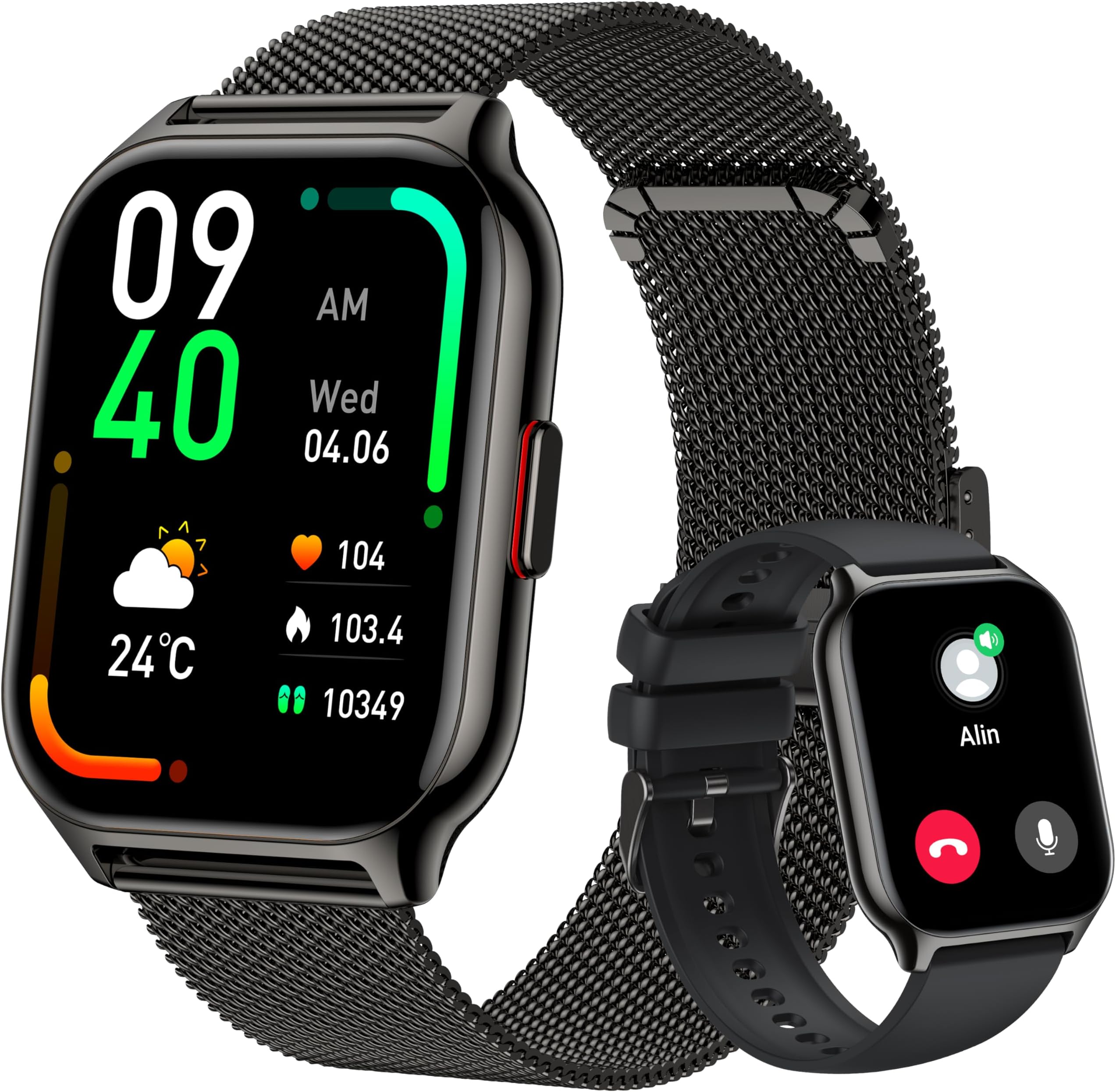 Popglory Smartwatch mit Telefonfunktion, Fitnesstracker 2.01 Zoll Touch ...