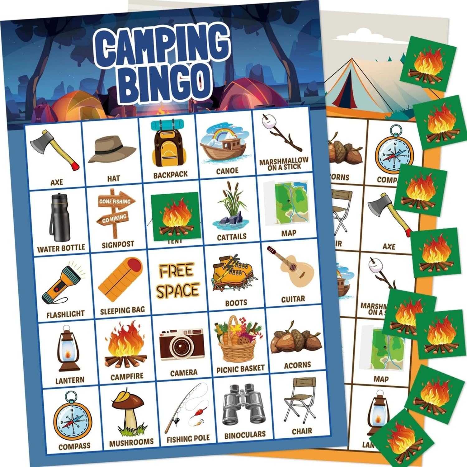 Camping Bingo Game Set,Puzzle Board Games,Party Interactive Cards for ...