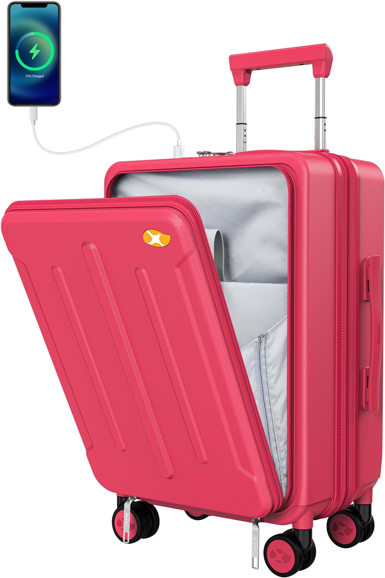 Amazon.com: MGOB Carry On Luggage with Front Pocket - Polycarbonate ...