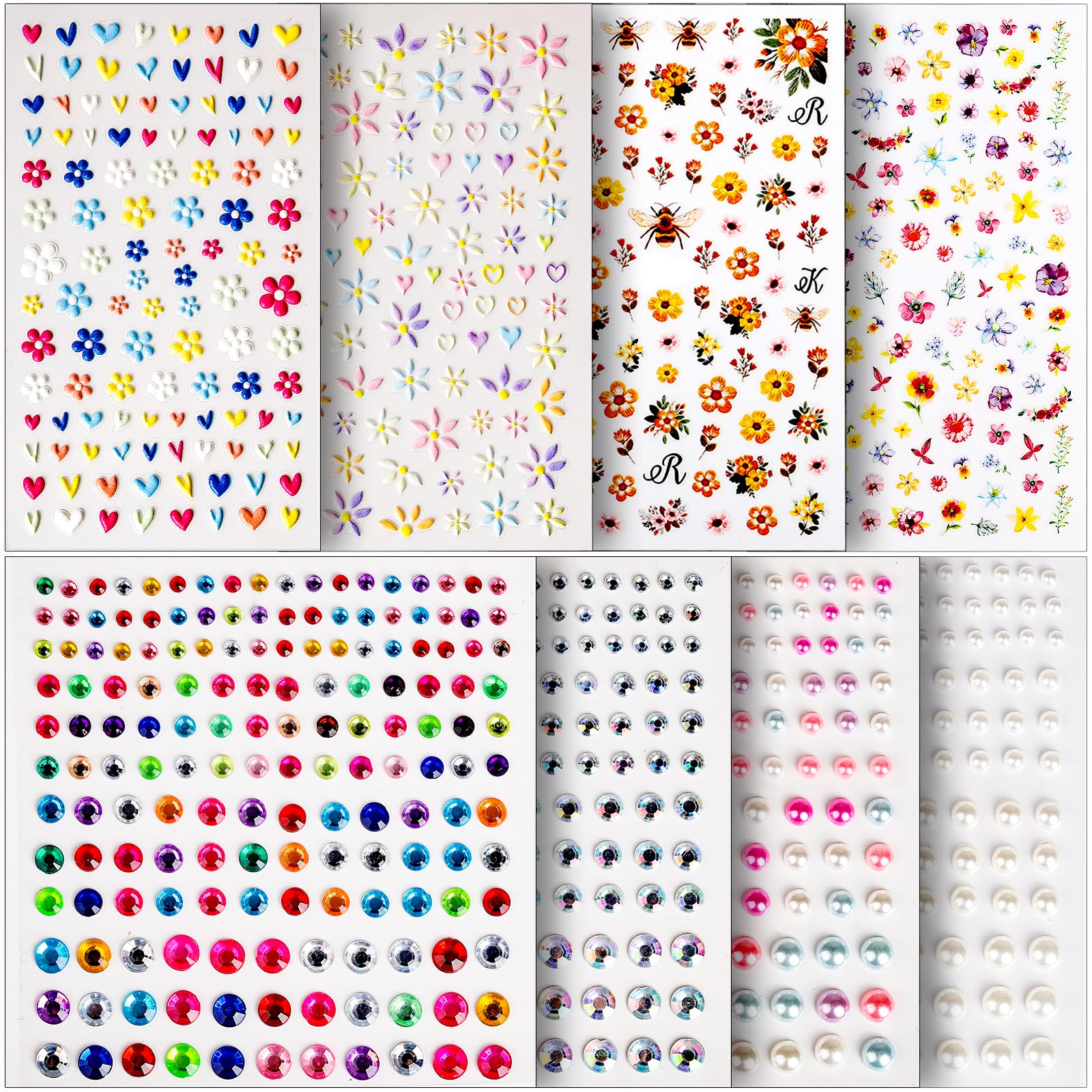 Amazon.com: Teenitor Nail Art Stickers Self Adhesive Nail Rhinestones ...