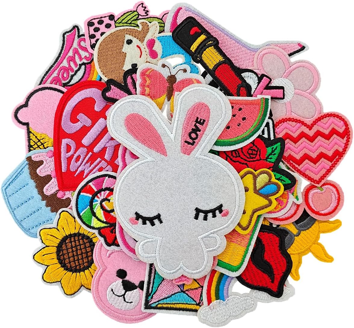Amazon.com: ZESION 30Pcs Iron on Patches for Girls, Embroidered ...
