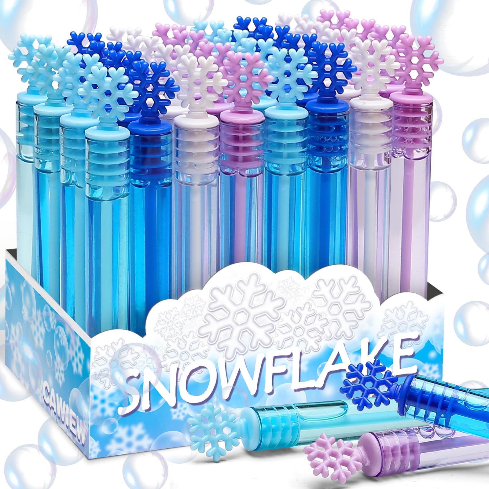 Amazon.com: 32 Pcs Frozen Snowflake Bubble Wand Bulk For Kids, 4 Color ...