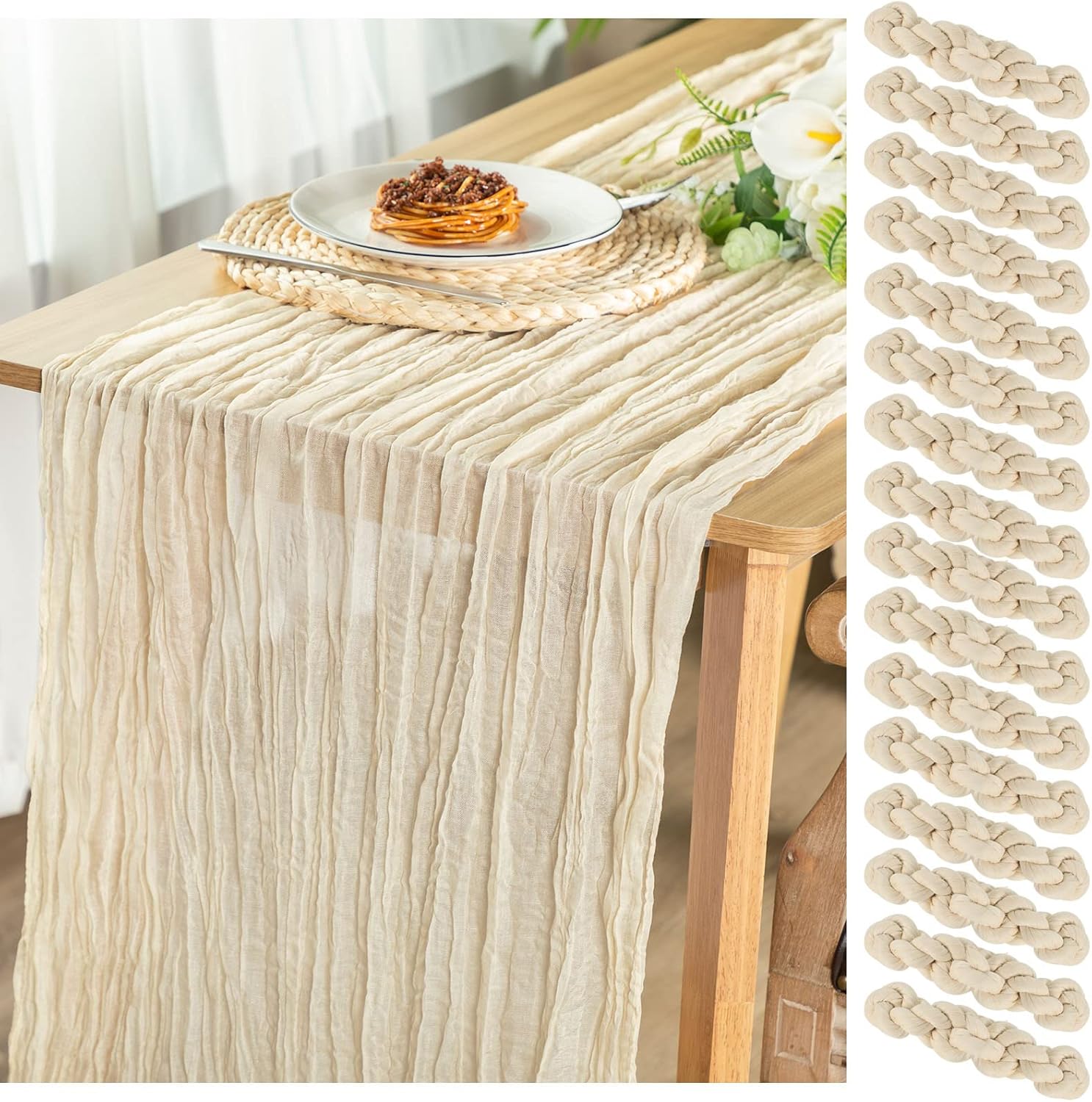 Amazon.com: 16 Pieces Cheese Cloth Gauze Table Runner Boho Rustic ...