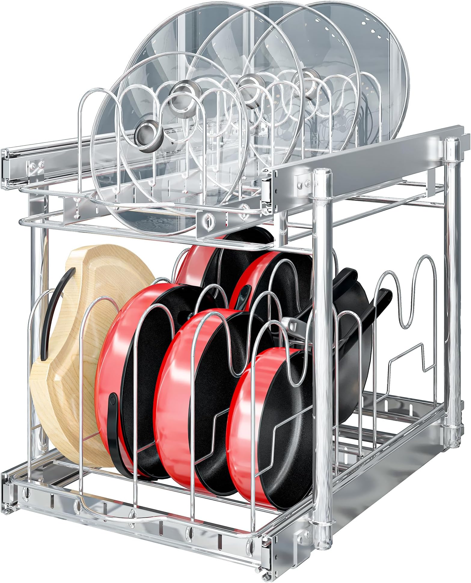 Amazon.com: ROOMTEC Pull Out Pot and Pan Organizer under Cabinet,Slide ...