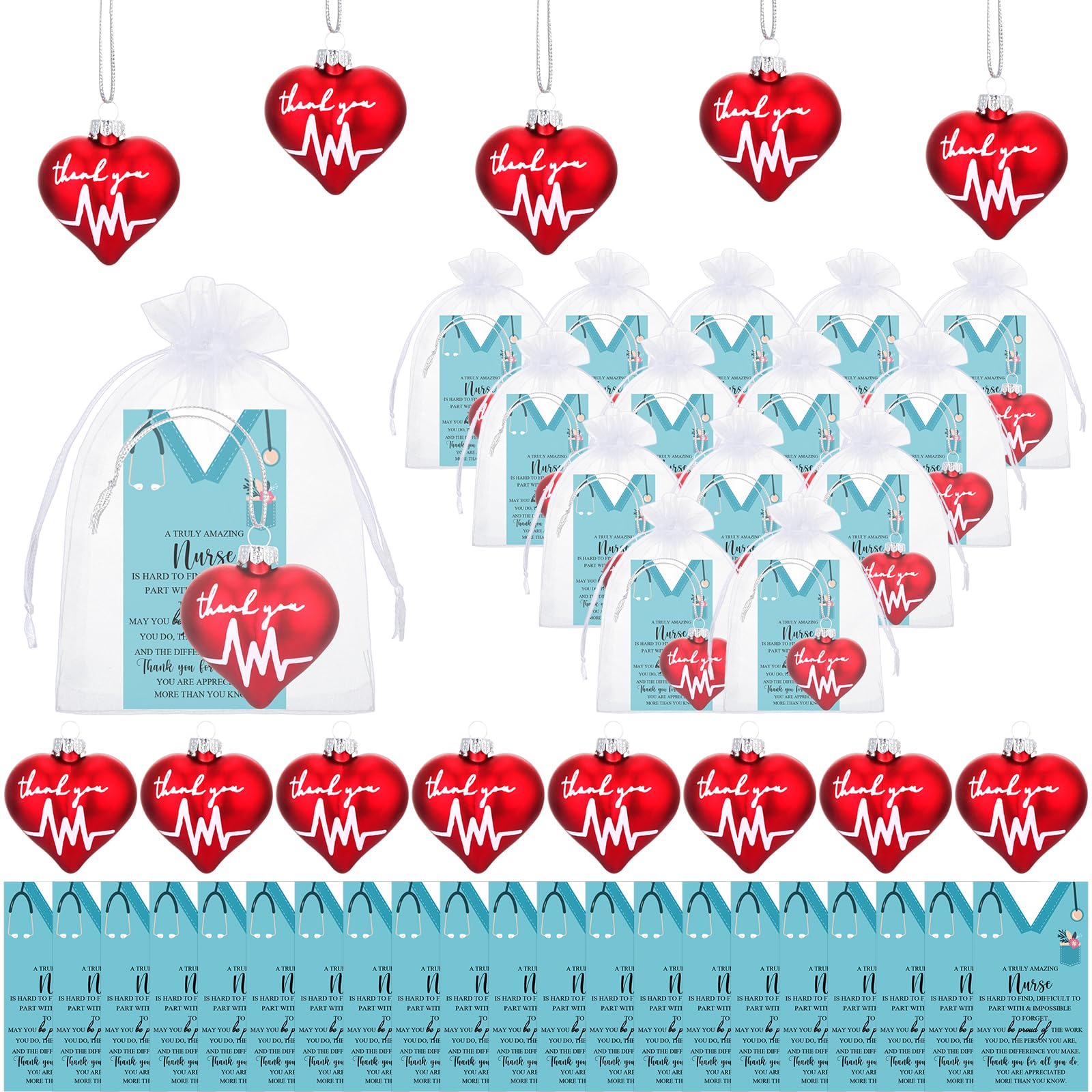 Amazon.com: Halloscume 12 Pcs Nurse Appreciation Gift Christmas Heart ...