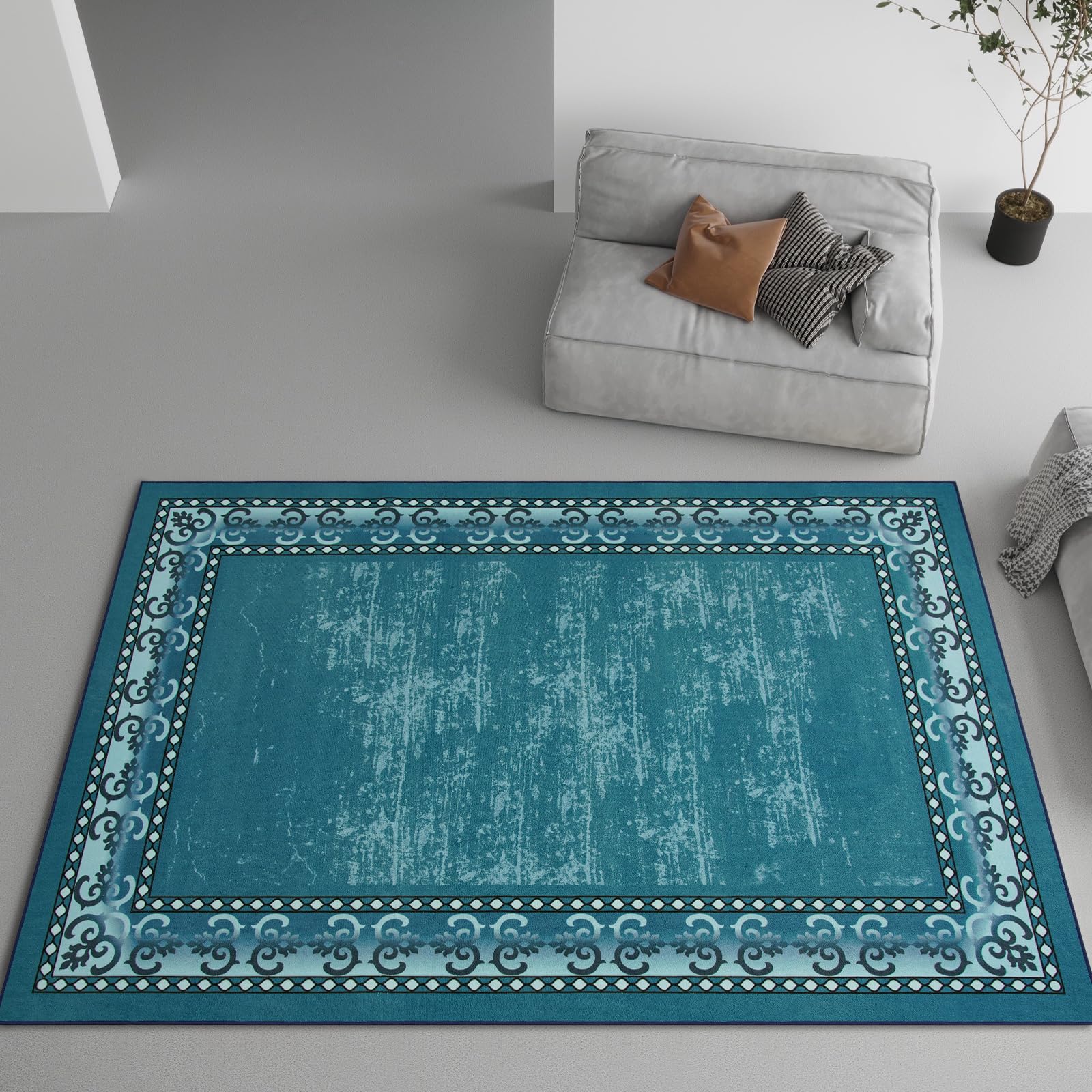 DweIke Large Rug Modern Bordered 6x9 Area Rug for Living Room Office ...