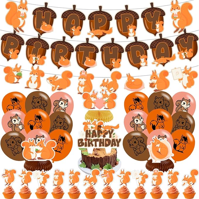 Amazon.com: Squirrel Birthday Party Decorations Woodland Animals ...