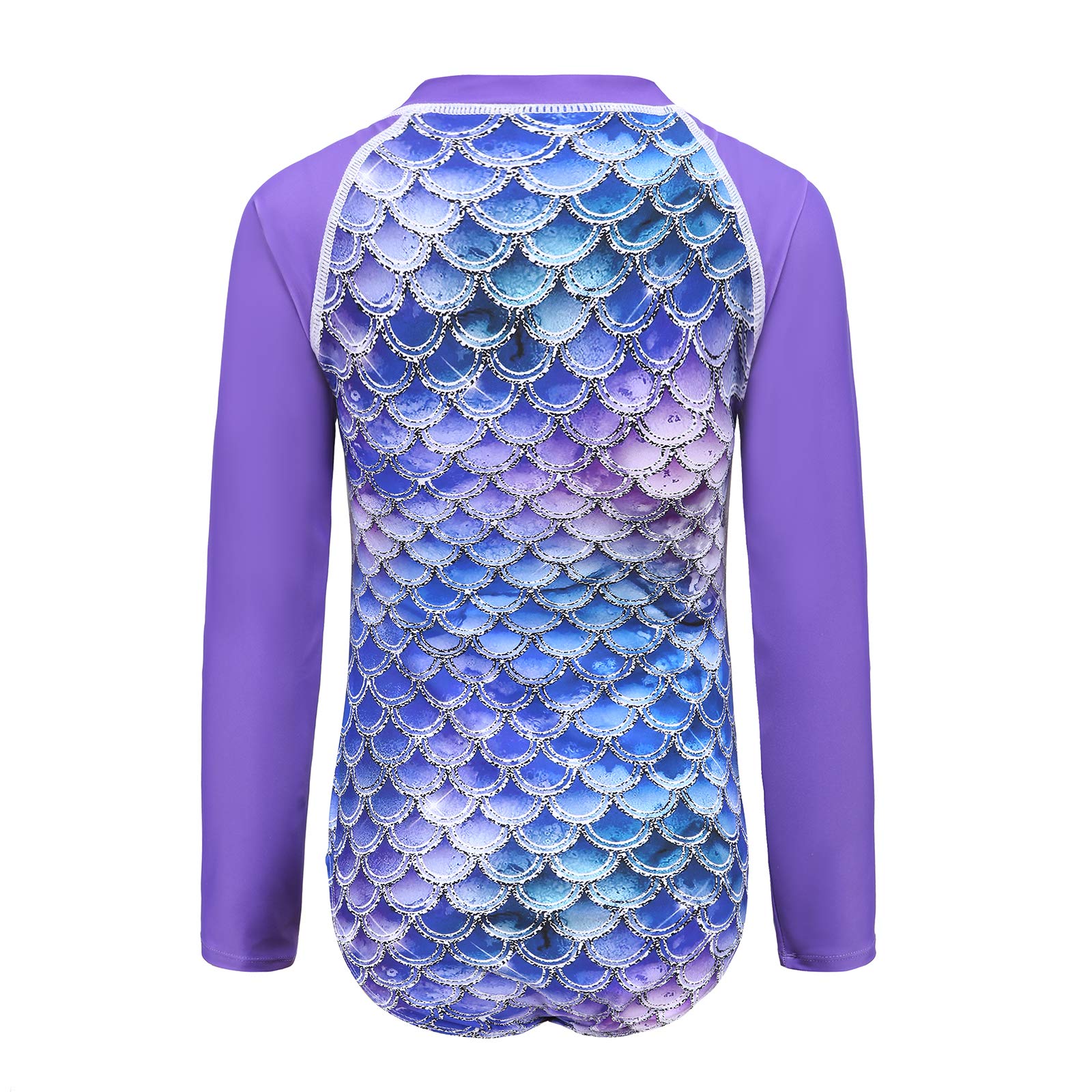 Snapklik.com : Girls One Piece Mermaid Swimsuits Long Sleeve Rash Guard ...