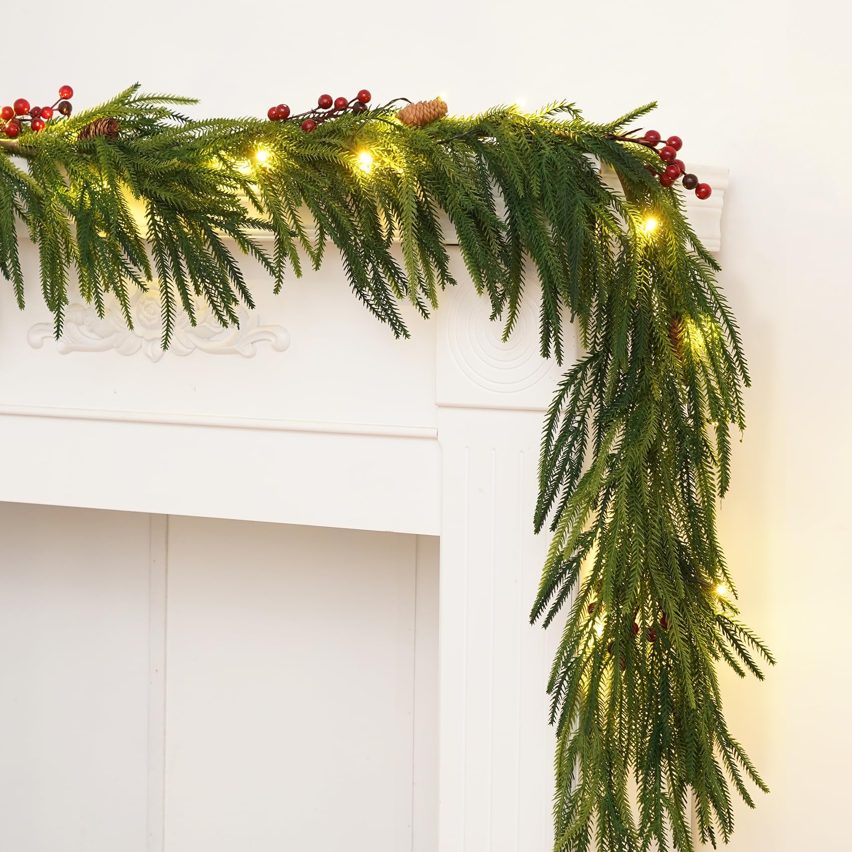 Amazon.com: Christmas Garlands Norfolk Pine Garland, 6Ft Artificial ...