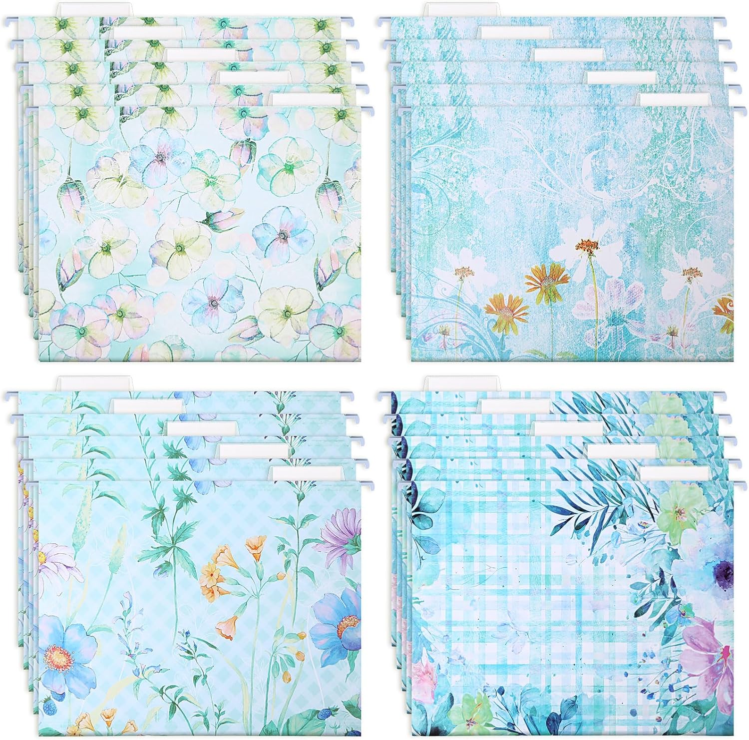 Amazon.com : Tellingyou 20 Pcs Floral File Folder Spring Decorative ...