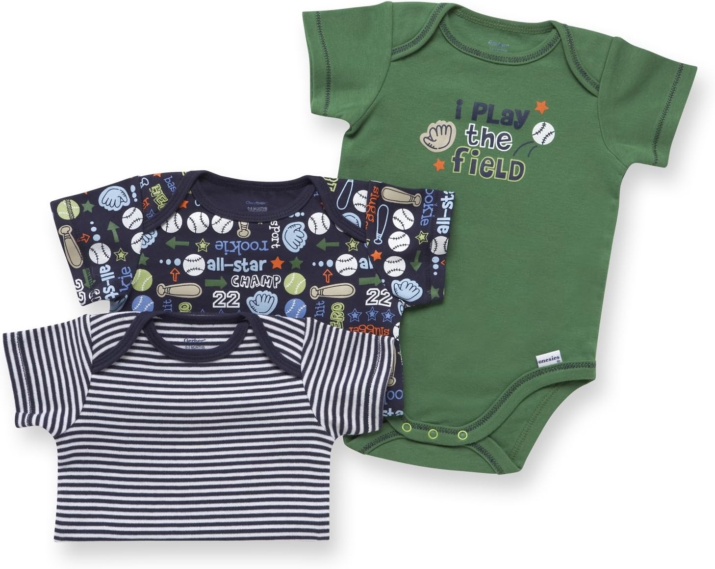 Gerber - Mono para bebé (3 Unidades), Chico béisbol, Recién Nacido ...