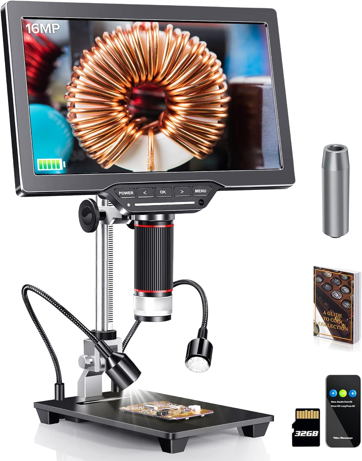 DCorn 10-inch HDMI LCD Digital Microscope 1500X with 16MP Camera Sensor ...