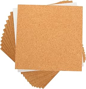 YOUNTHYE 10PCS Self-Adhesive Cork Board, 21cm/8inch Square Cork Tiles ...