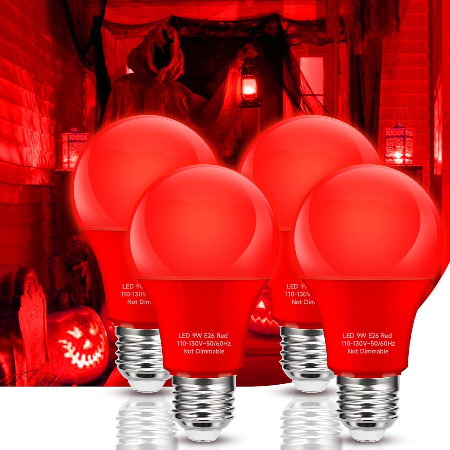Nouscan Red LED Light Bulbs Outdoor, 9W Equivalent 60W, E26 Medium Base ...
